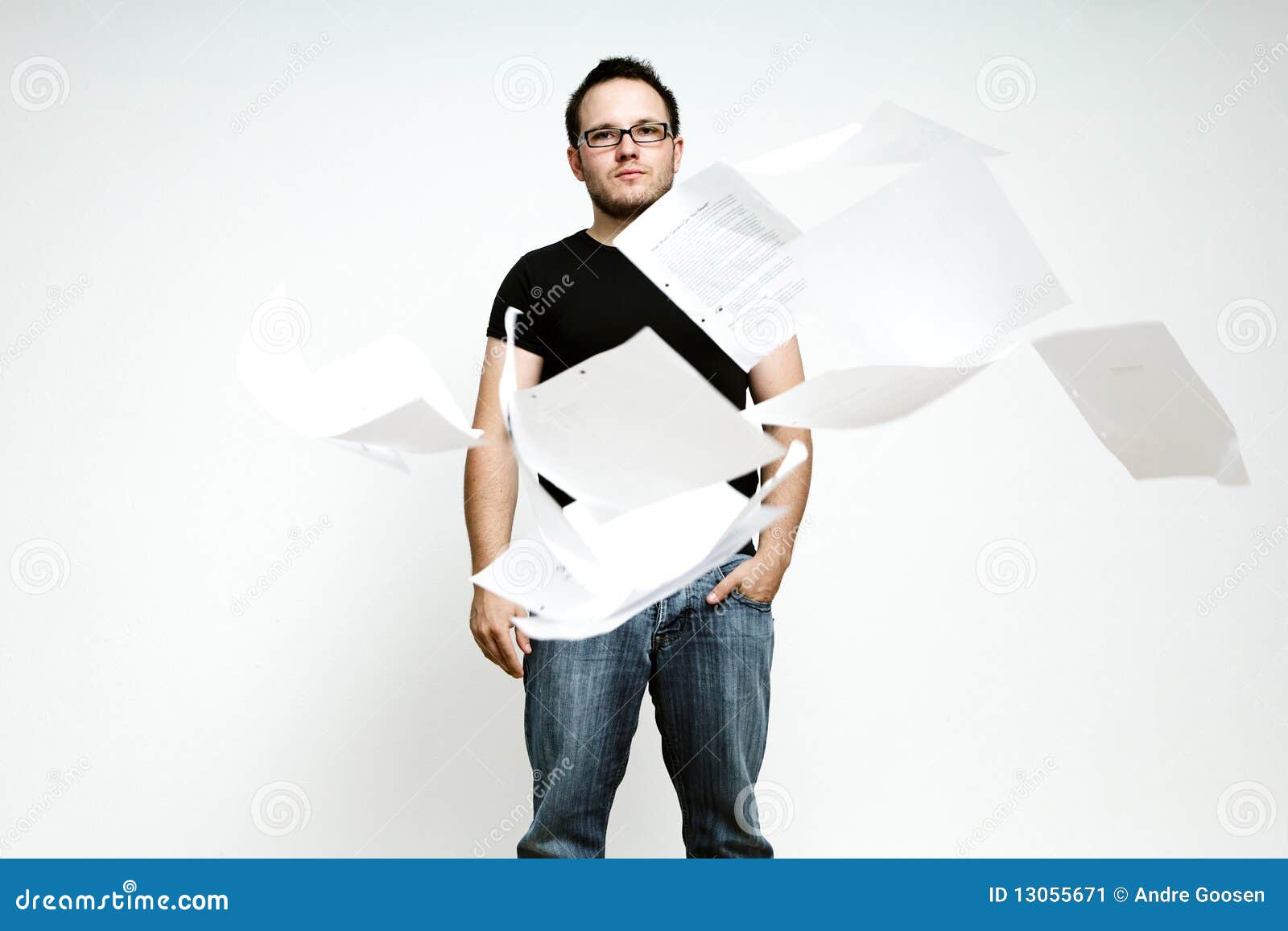 A Young Man with Lots of Paperwork. Stock Image - Image of annoyed ...