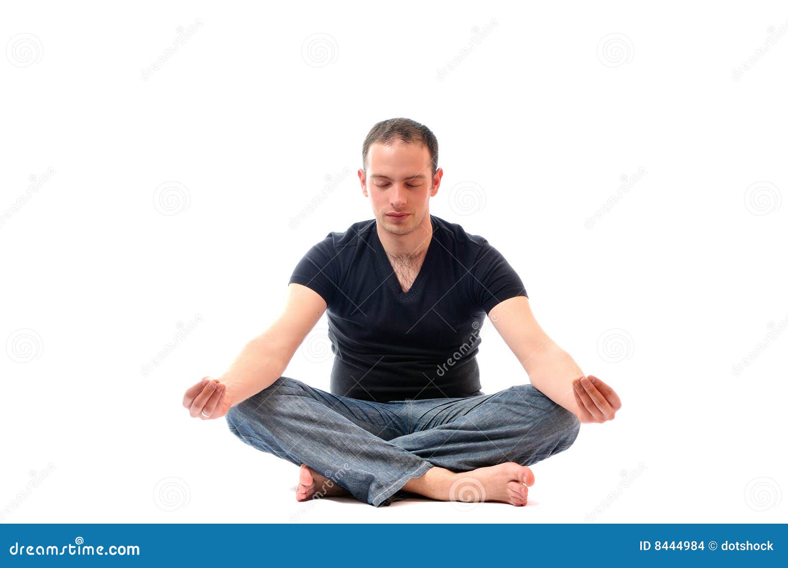 Young Man in Lotus Position Exercising Yoga Stock Photo - Image of ...