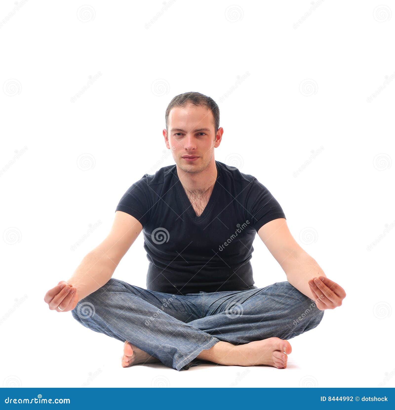 Young Man in Lotus Position Exercising Yoga Stock Photo - Image of ...
