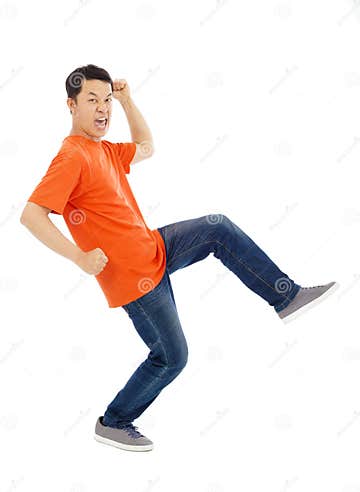 Young Man Make a Funny Pose Stock Photo - Image of human, clothing ...