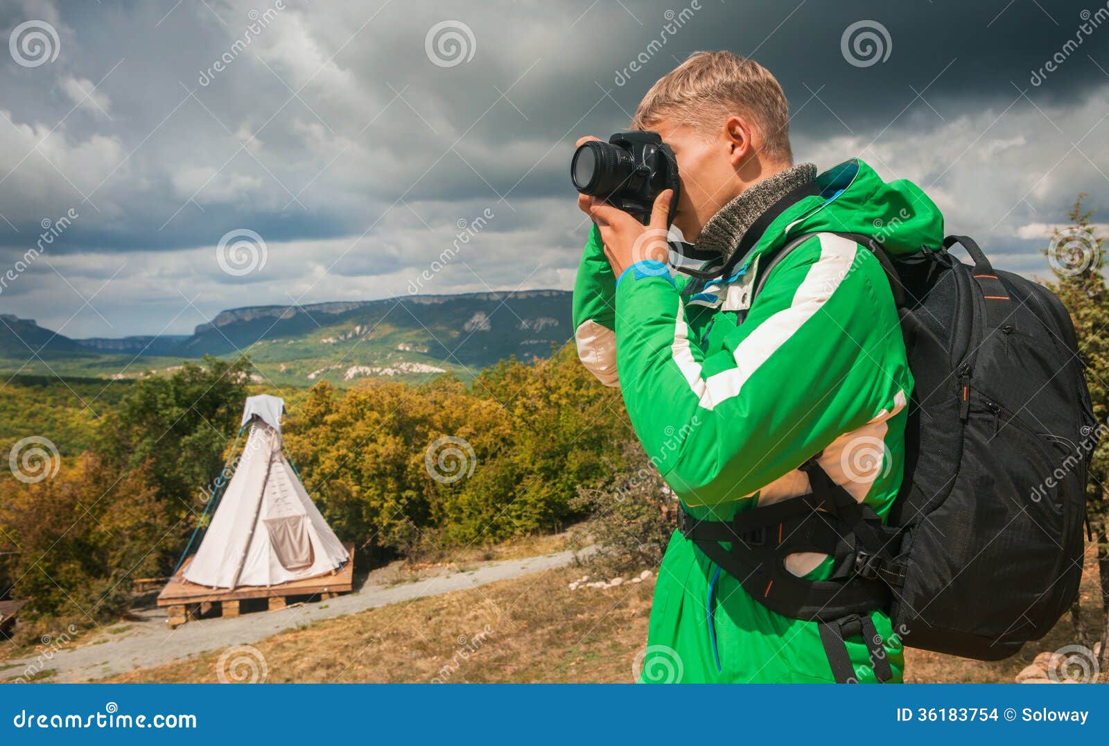 Young Man Makes Outdoor Shots Stock Photo - Image of photographing ...