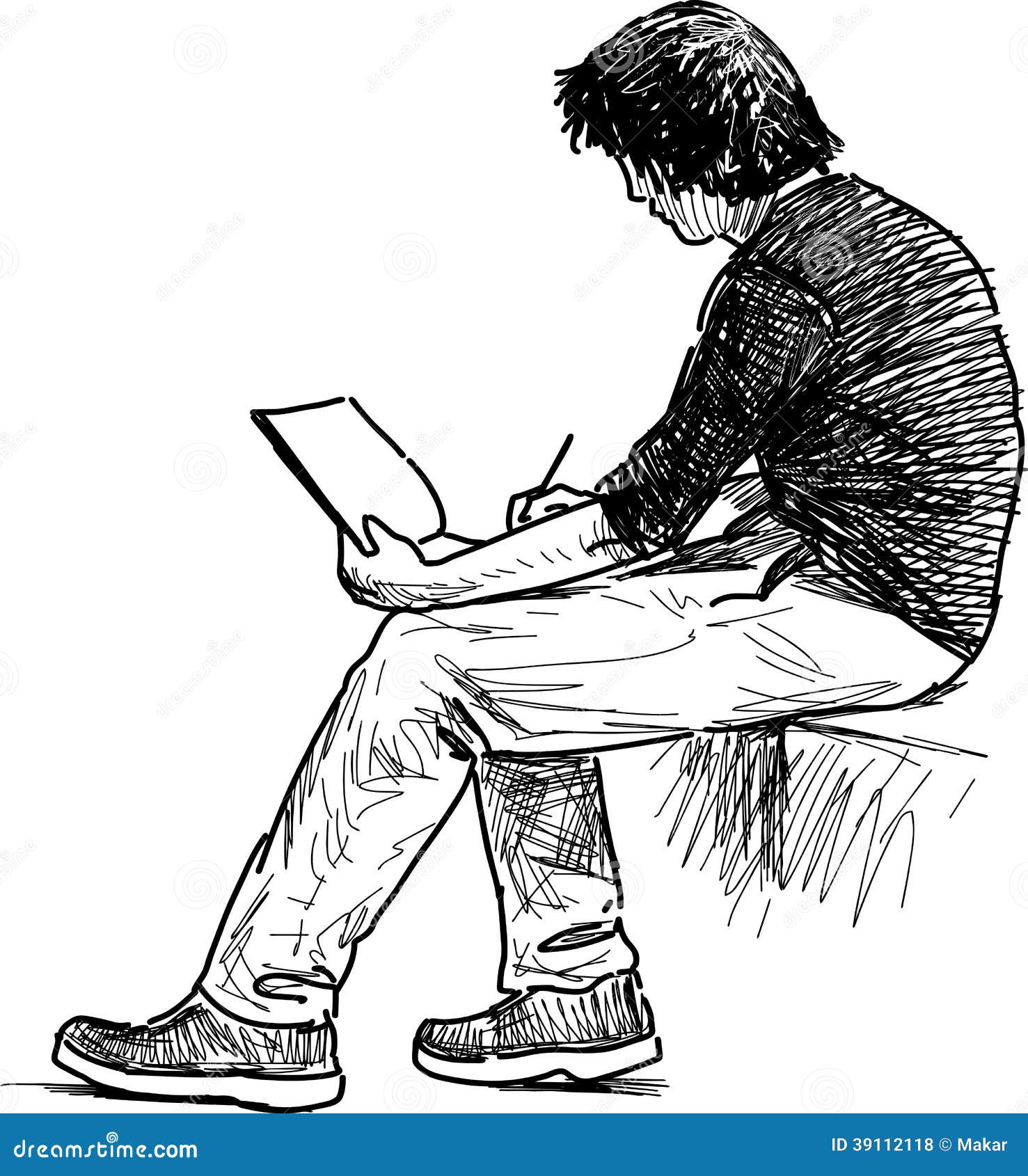 Young Man Makes Sketches Stock Photo - Image: 39112118