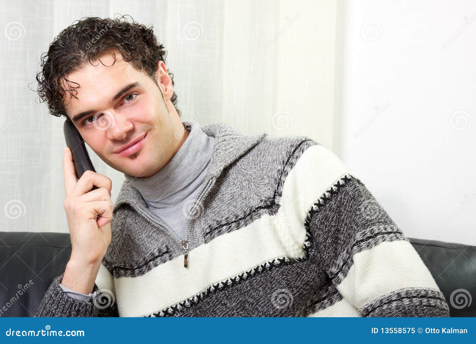 Young man making a call stock image. Image of male, caucasian - 13558575