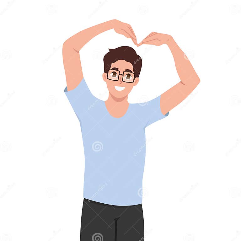 Young Man Making Hart Shape with Hands Stock Illustration ...