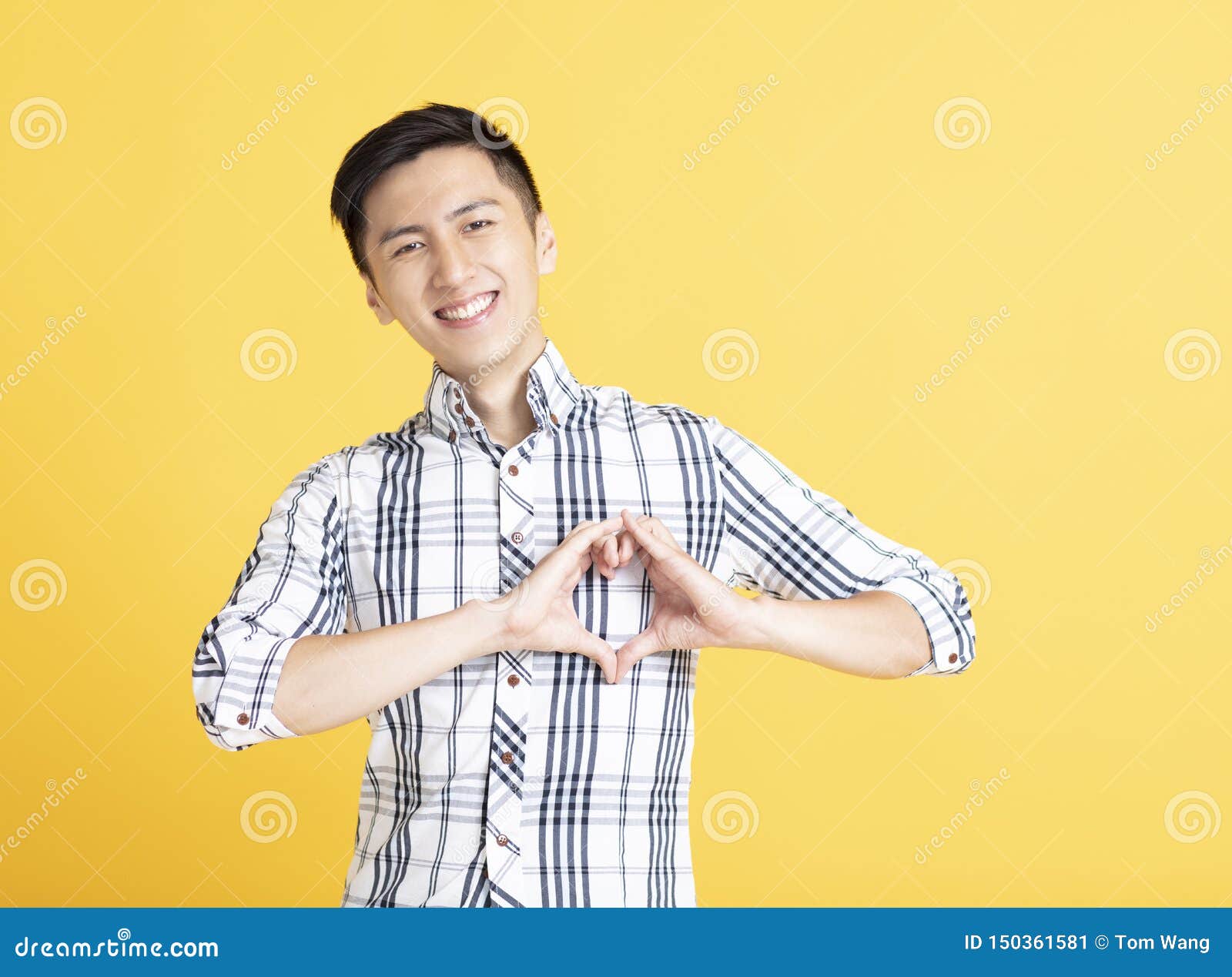 Man Making Heart Gesture on His Chest Stock Image - Image of lifestyle ...