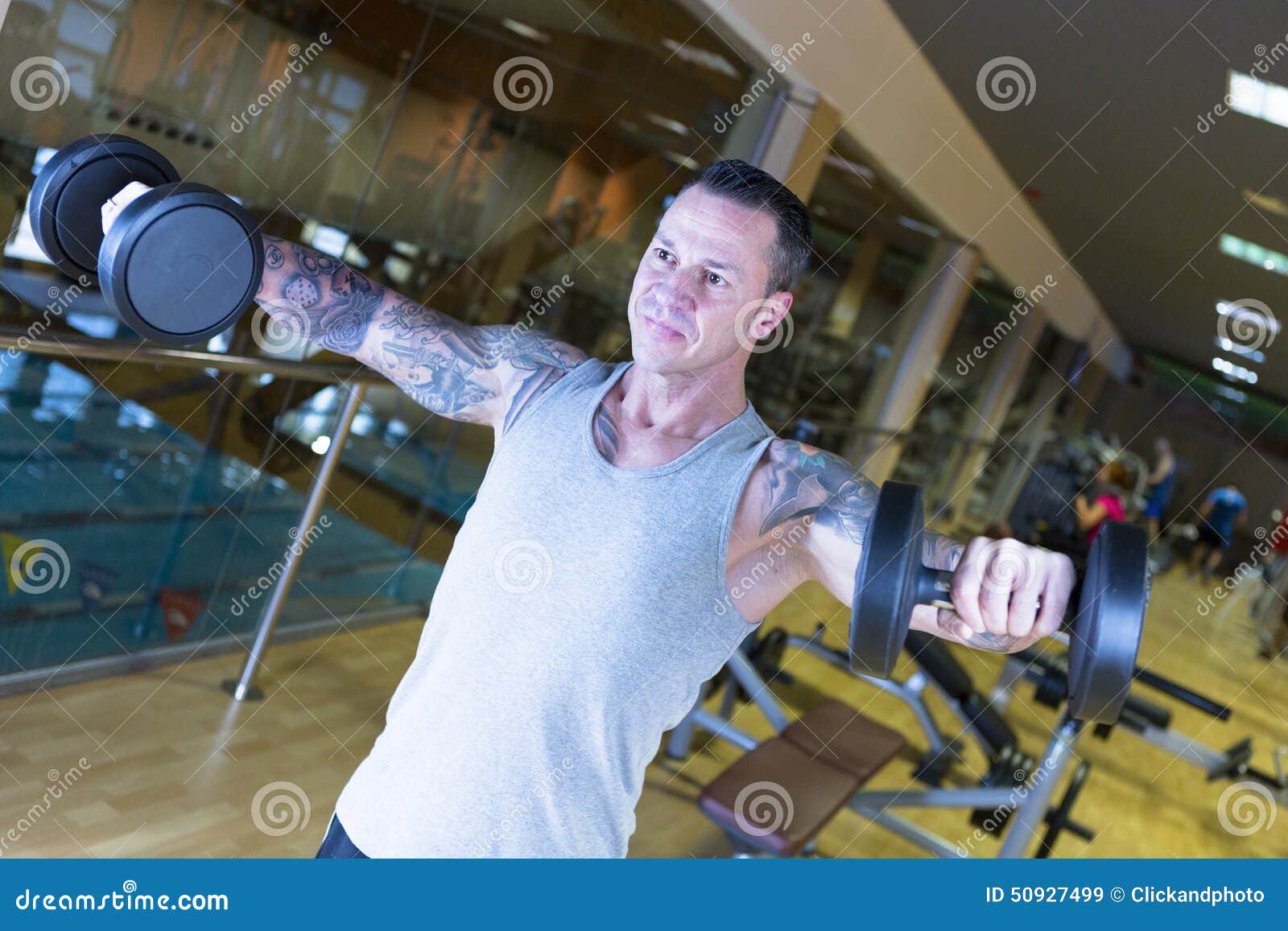 Young Man Making Lateral Raises - Workout Routine Stock Image - Image ...
