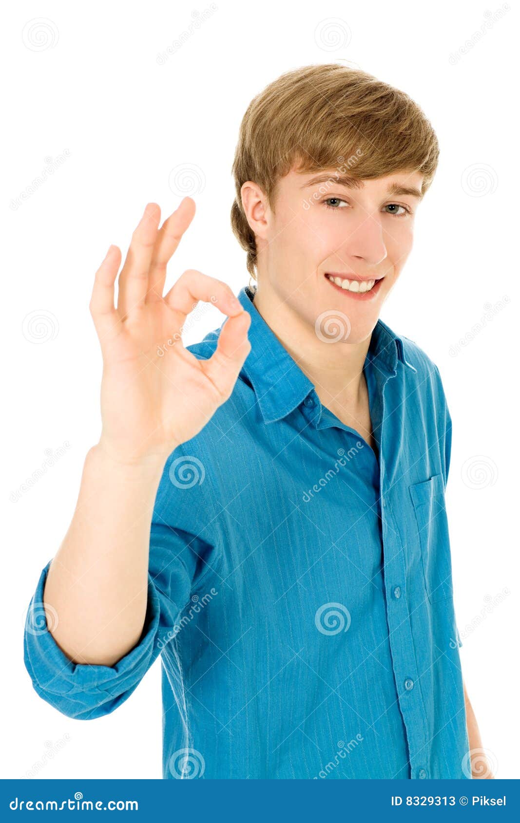 Young man making OK sign stock image. Image of satisfied - 8329313