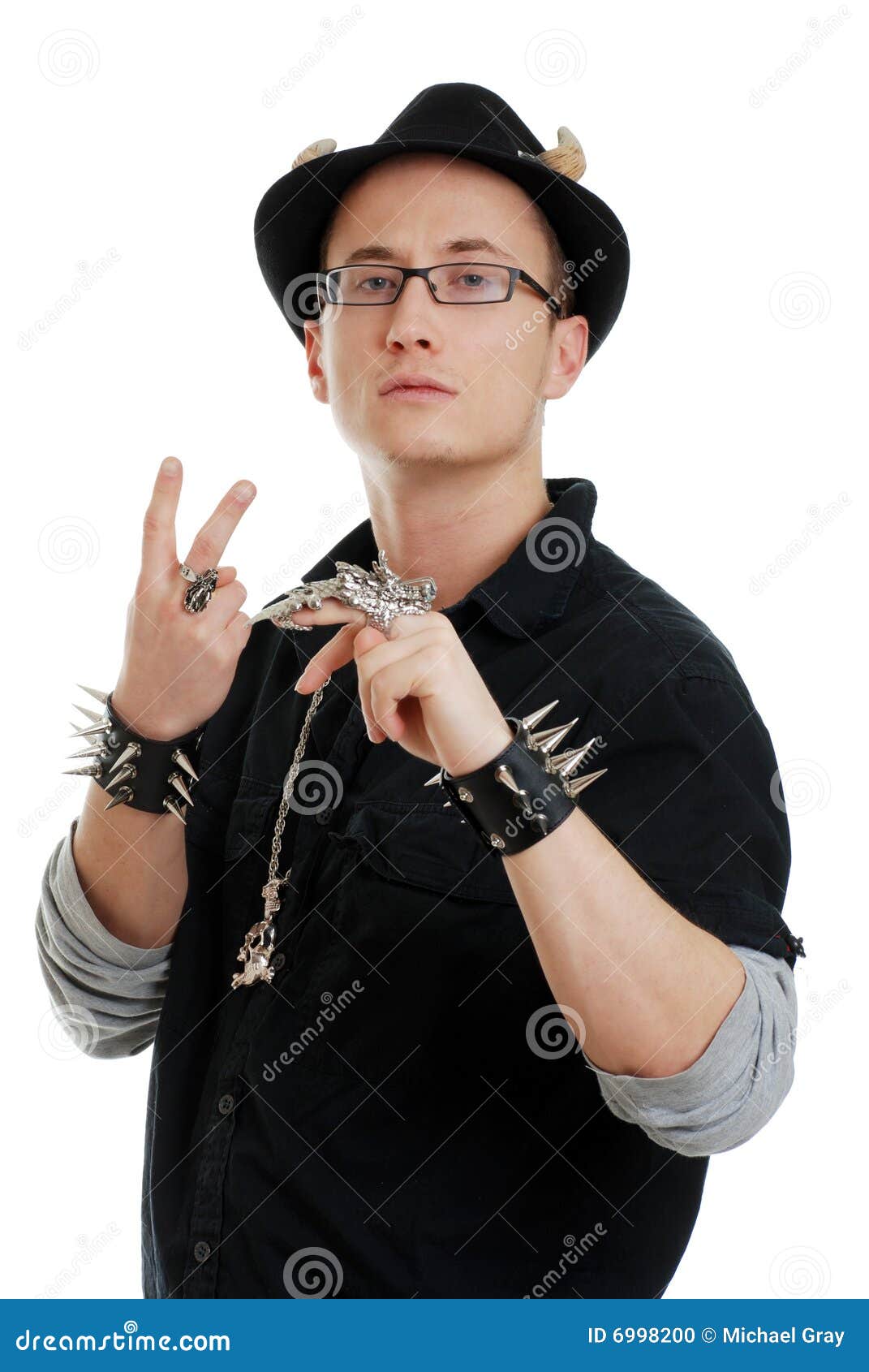 Young Man Making a Peace Sign Gesture Stock Photo - Image of ...