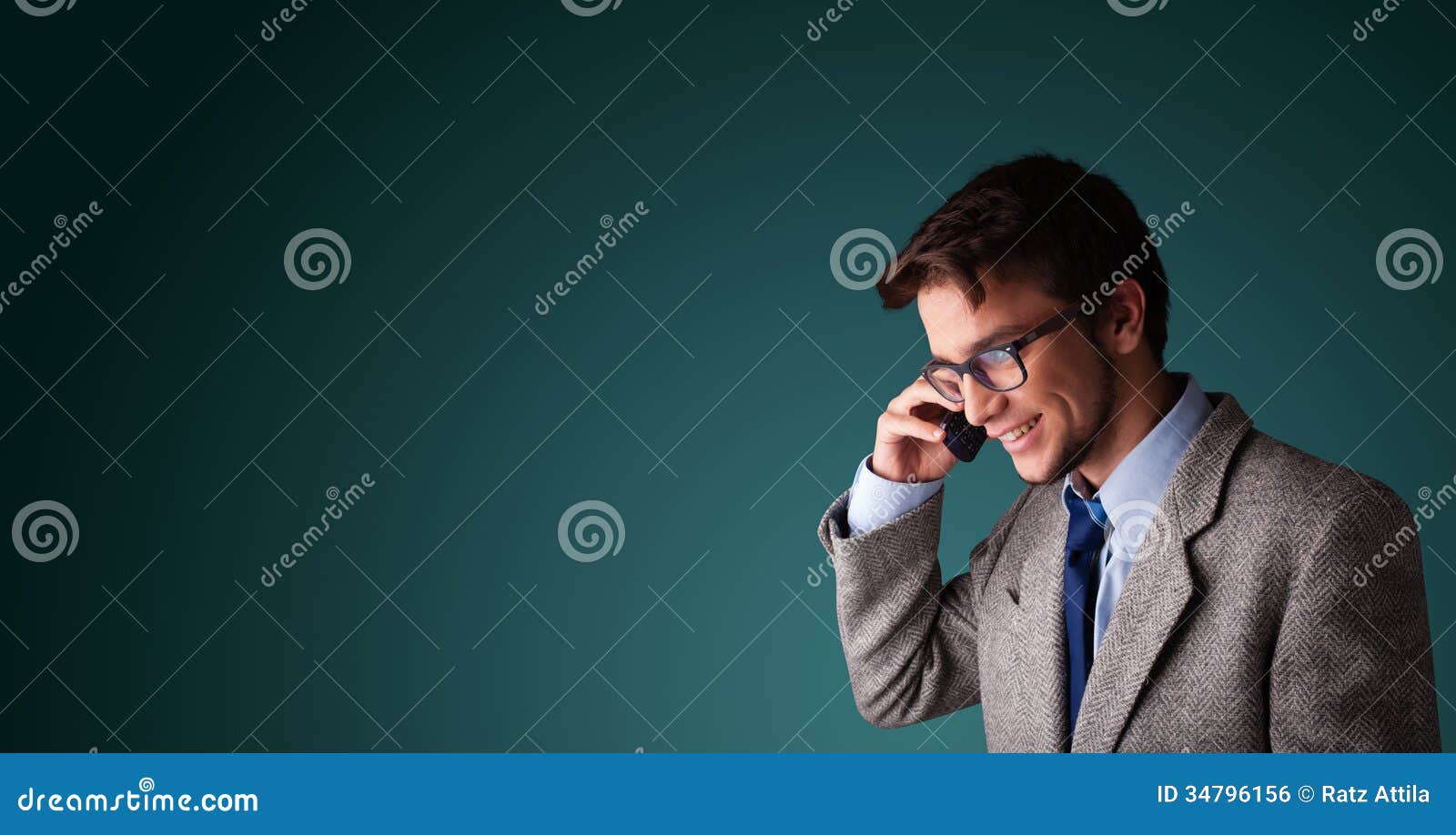 Young Man Making Phone Call with Copy Space Stock Photo - Image of ...