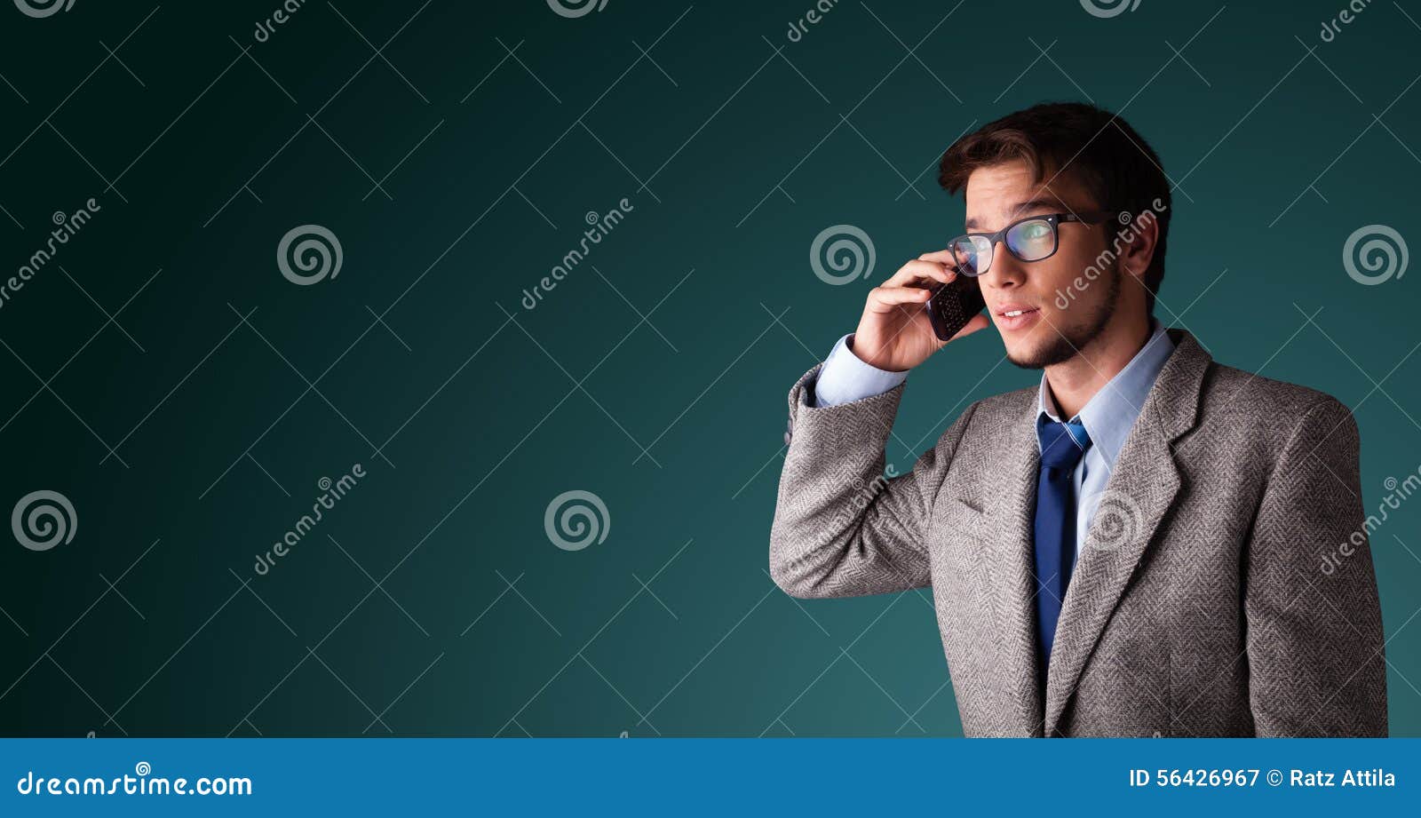 Young Man Making Phone Call with Copy Space Stock Image - Image of ...