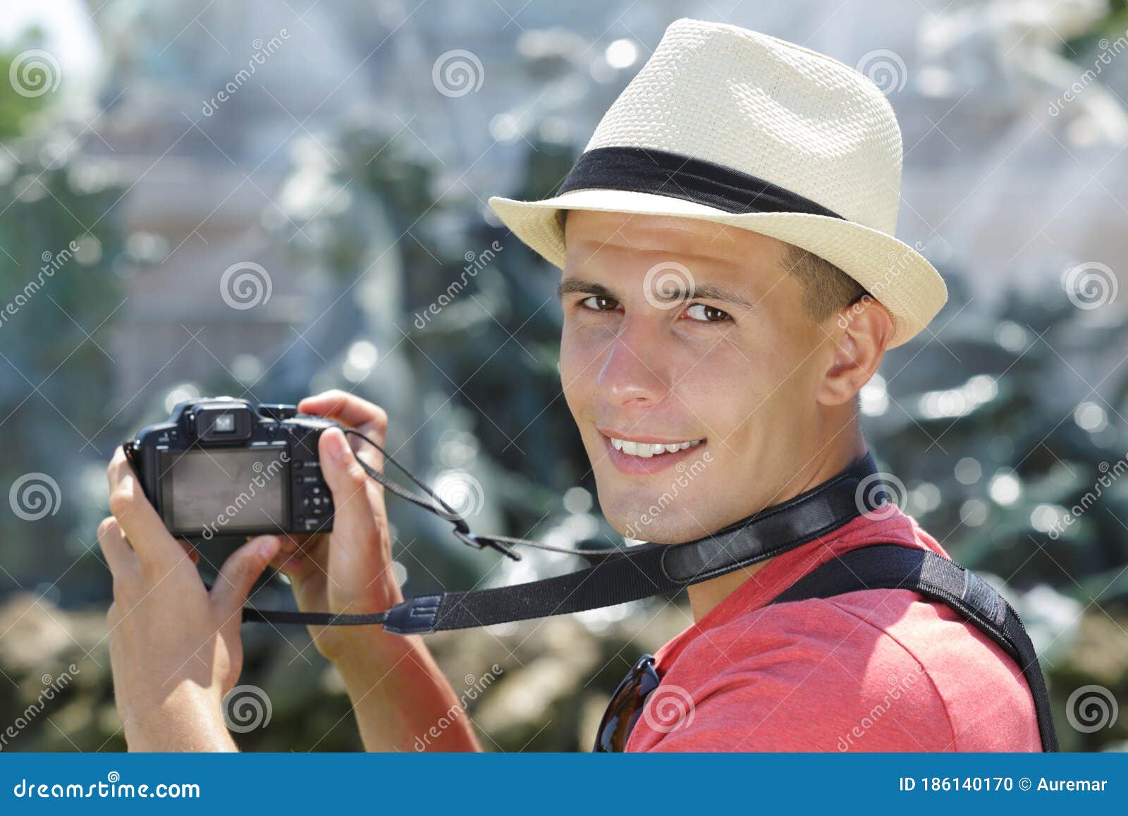 Young man making photo stock photo. Image of portable - 186140170
