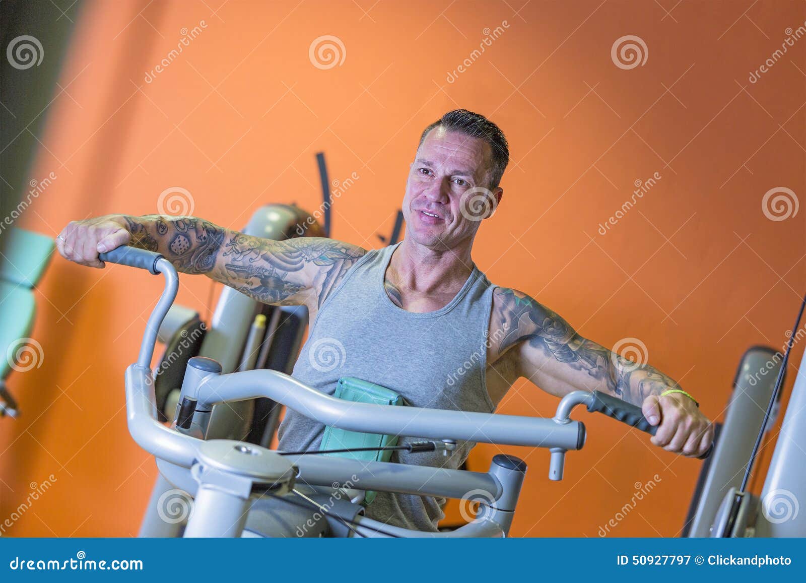 Young Man Making Seated Rowing - Workout Routine Stock Image - Image of ...