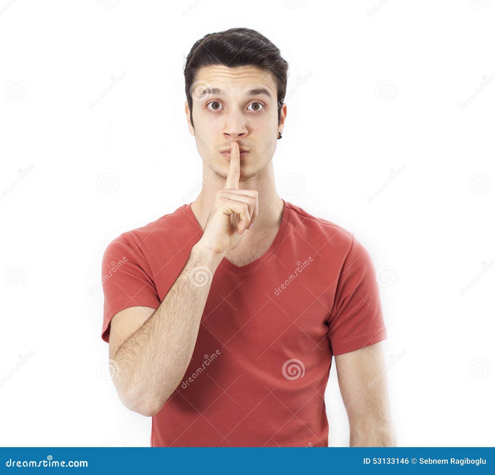 Young Man Making Silence Gesture Stock Photo - Image of casual ...