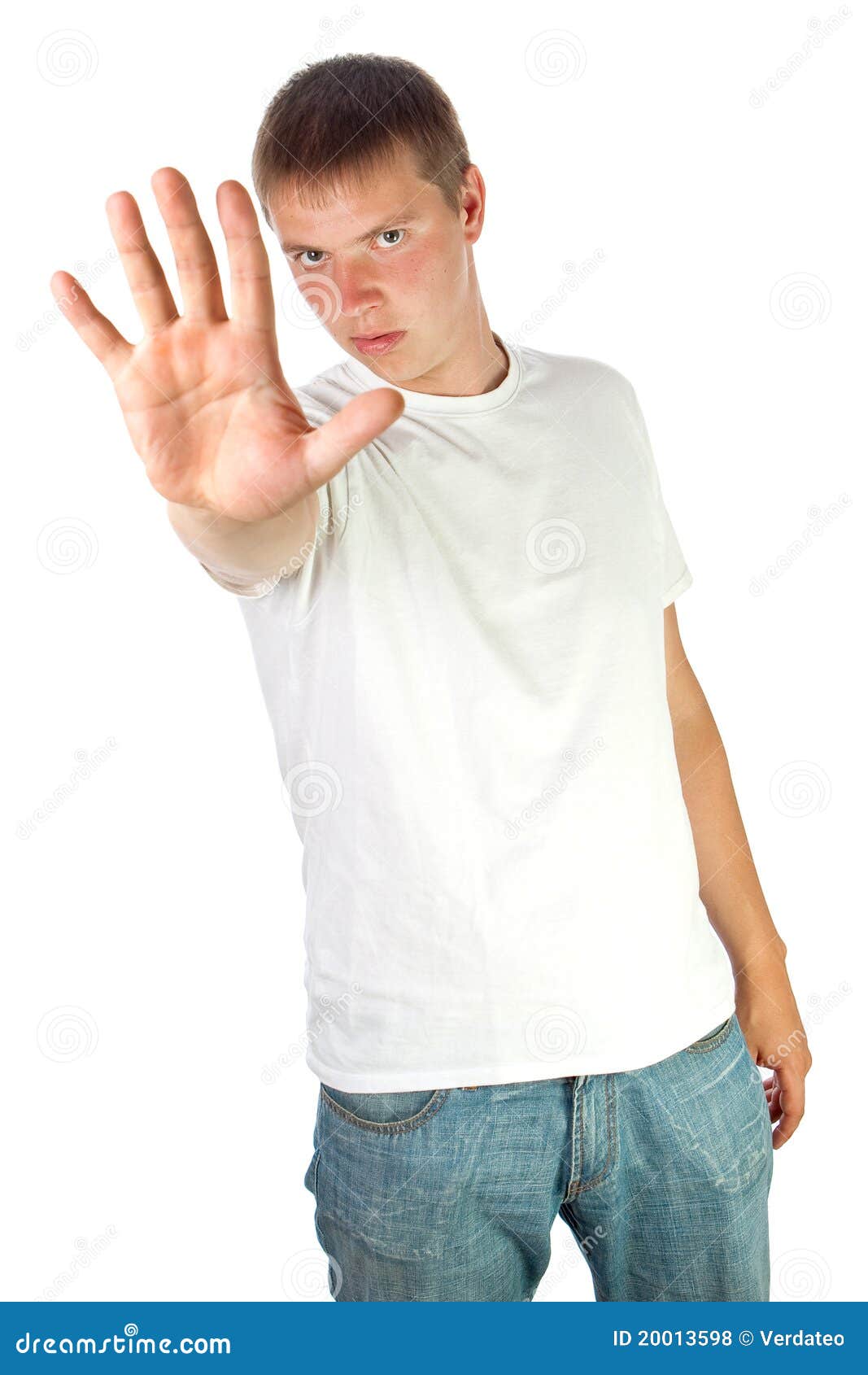 Young Man Making Stop Sign with His Hand Stock Photo - Image of concept ...