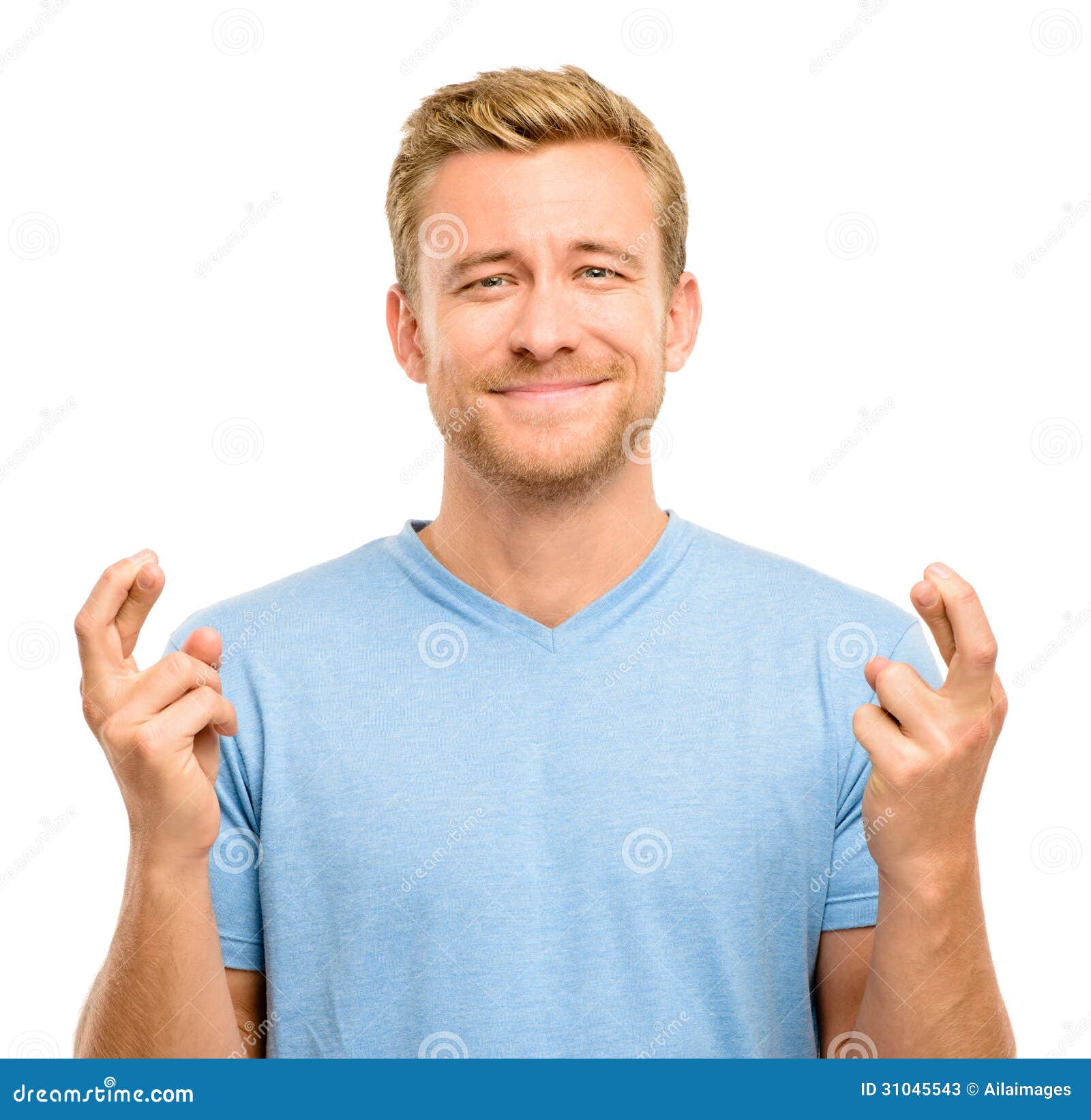 Young Man Making a Wish Isolated on White Background Stock Image ...