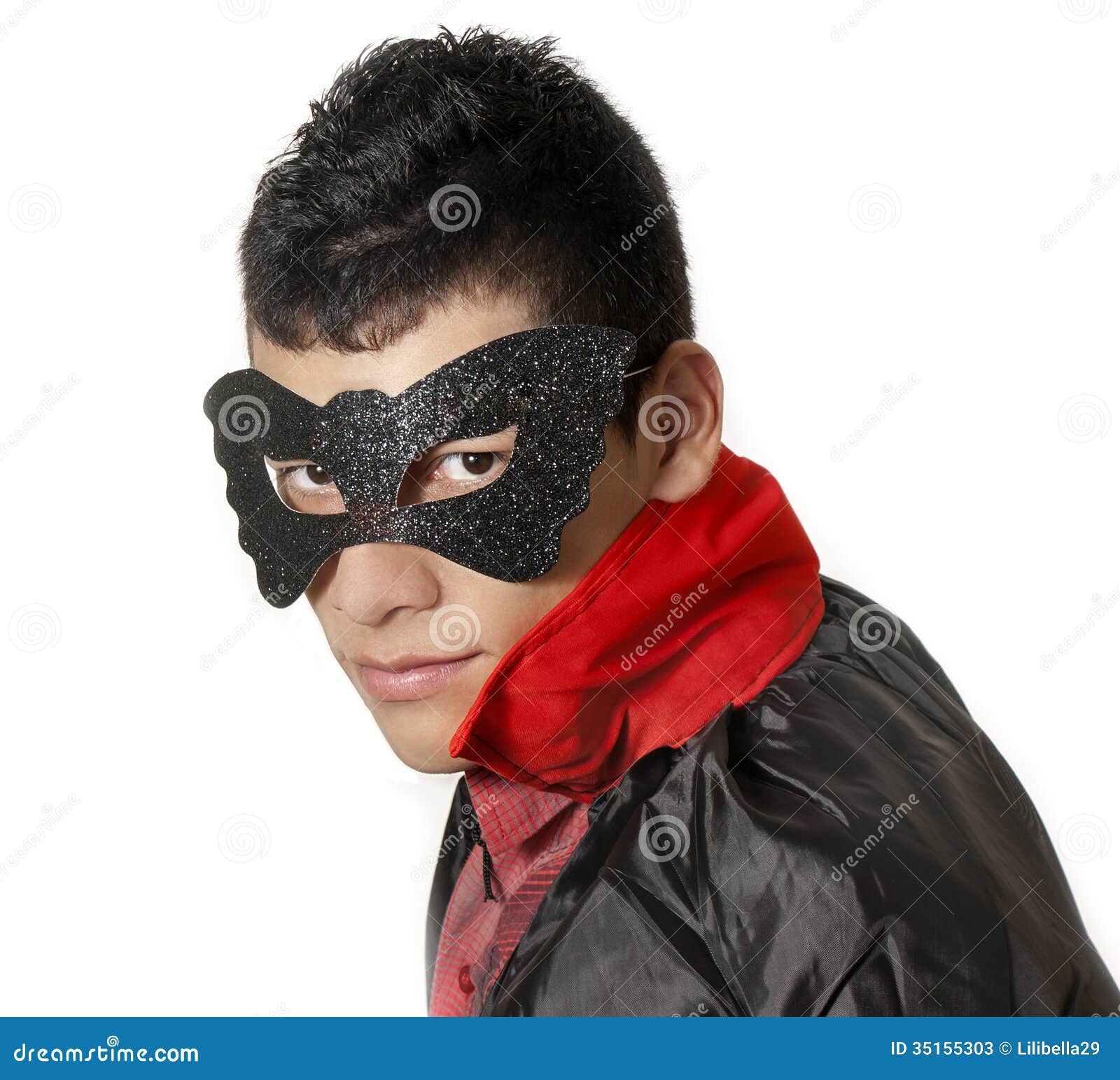 Young Man with Mask and Cape Stock Image - Image of standing, cape ...