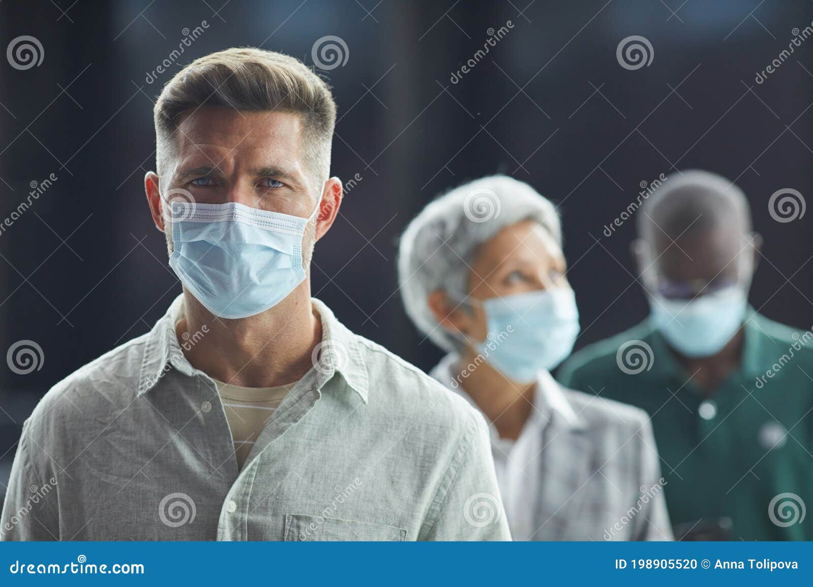 Young Man in Mask in a Queue Stock Photo - Image of queue, looking ...