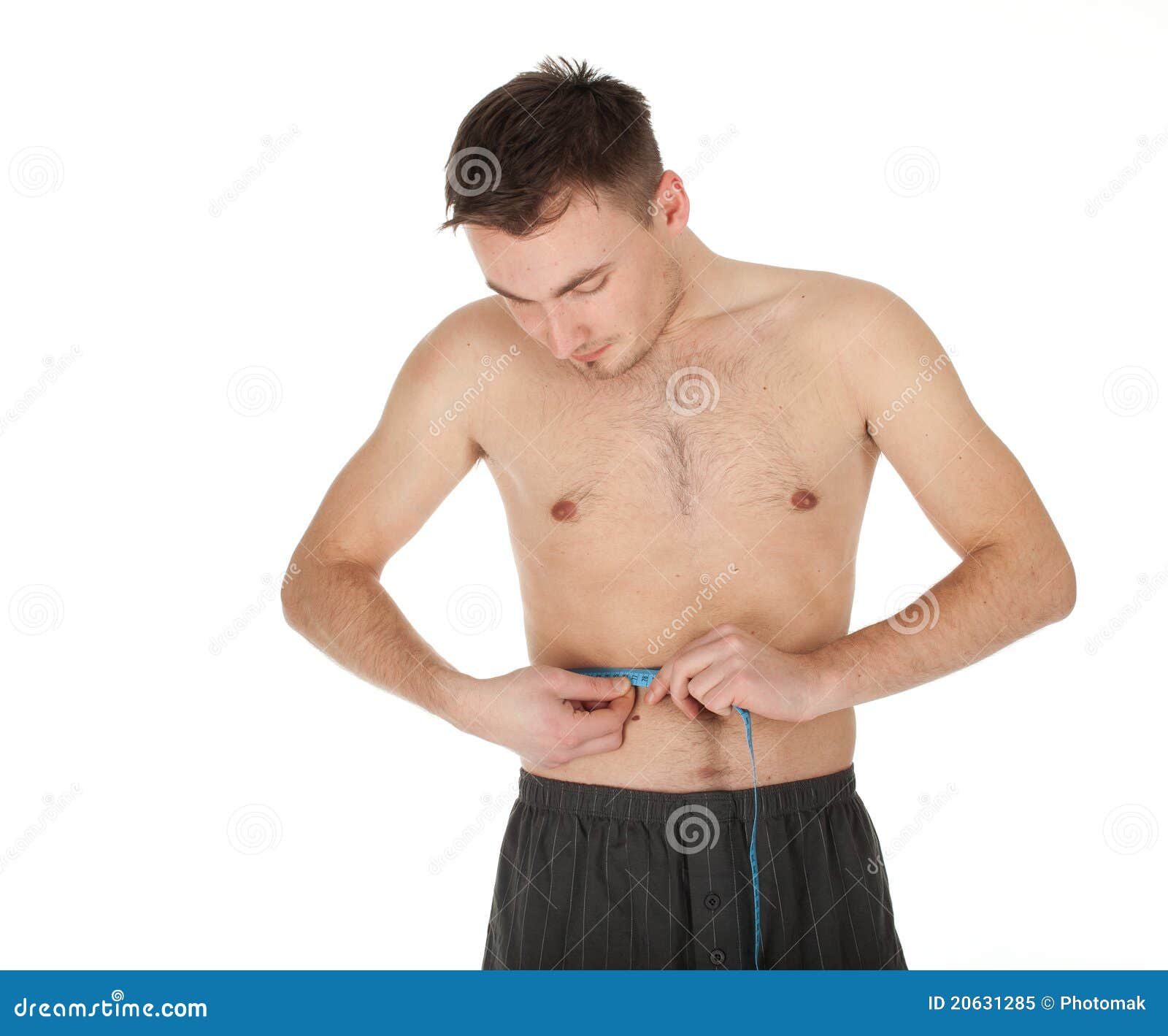 Young Man Measuring Himself Stock Image - Image of isolated, body: 20631285