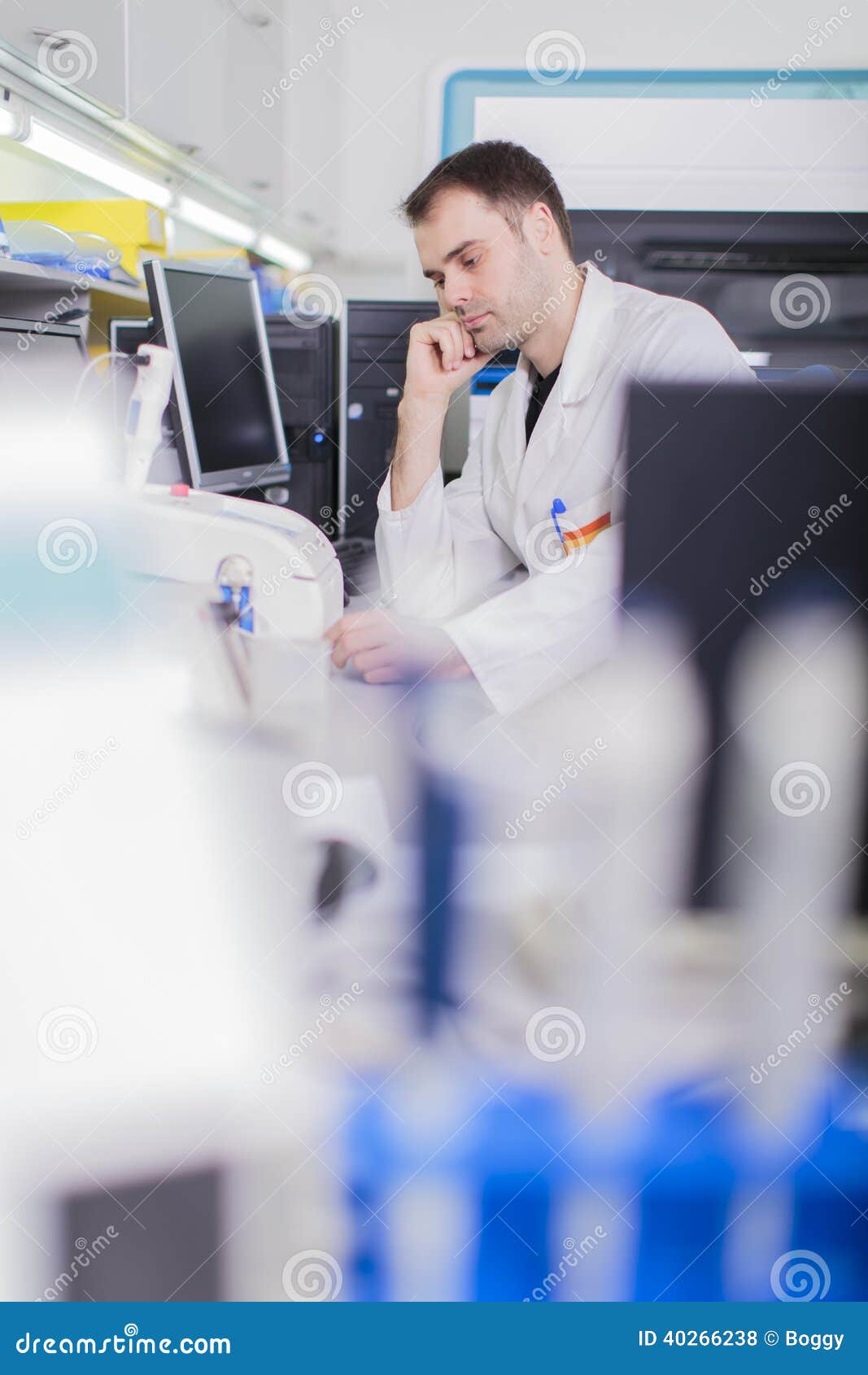 Young Man in Medical Laboratory Stock Photo - Image of medicine ...