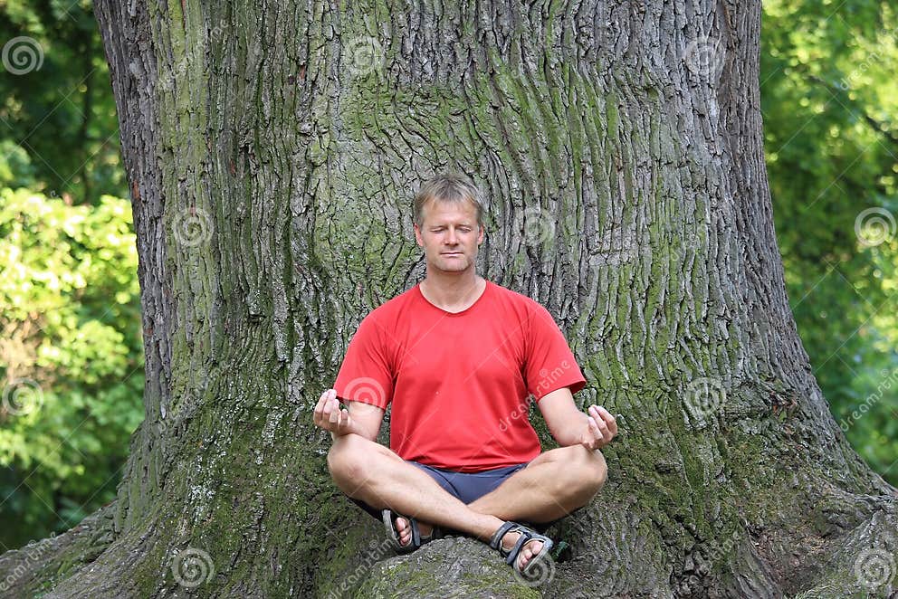 Young man meditating stock image. Image of brown, people - 13418807