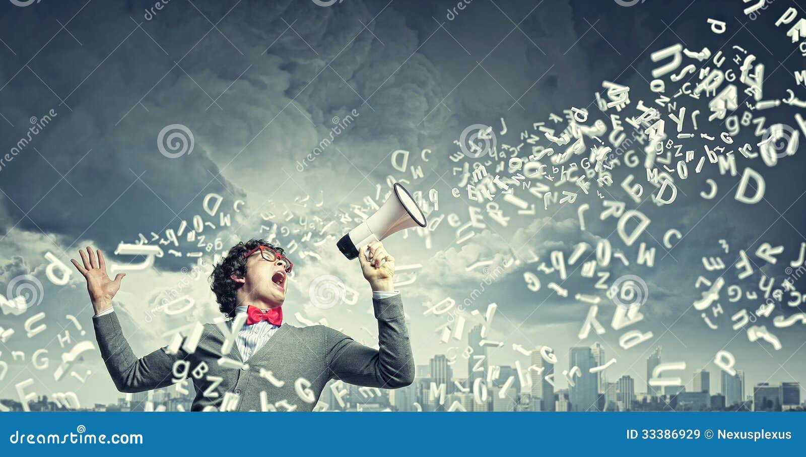 Young man with megaphone stock image. Image of handsome - 33386929
