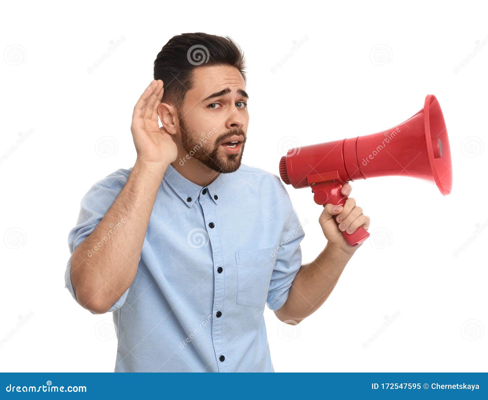 Young Man with Megaphone on Background Stock Image - Image of business ...