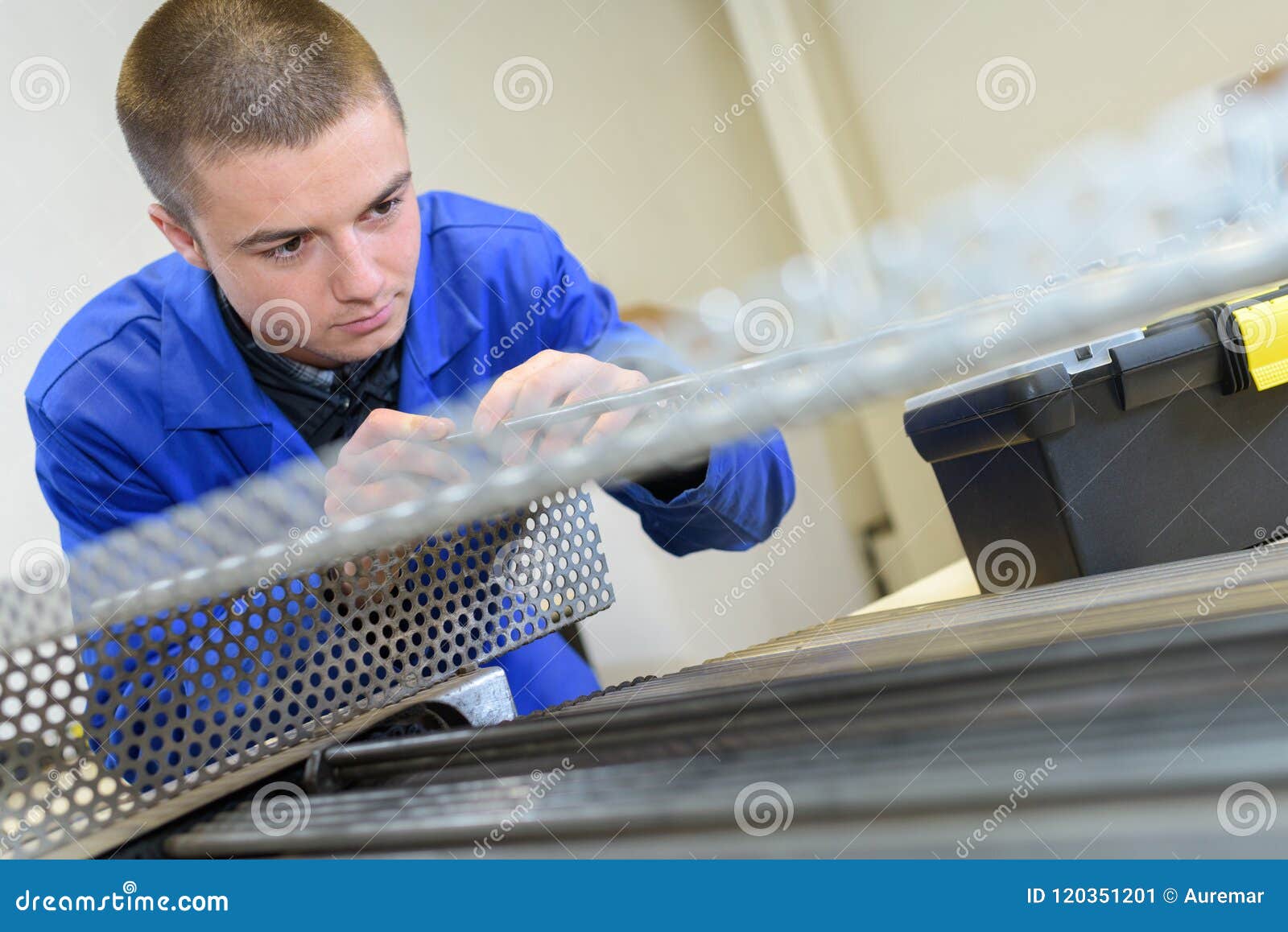 Young Man Metallurgist at Work Stock Image - Image of coppersmith ...