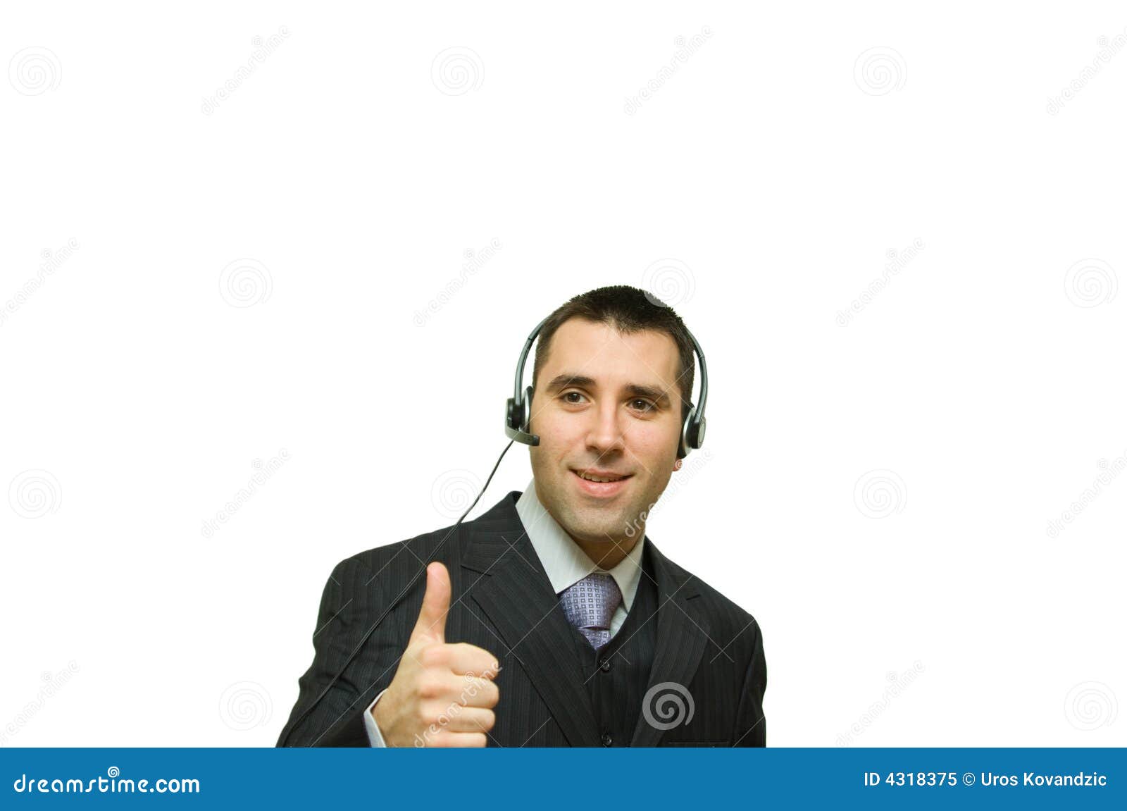 Young Man with Microphone and Headphones Stock Image - Image of office ...