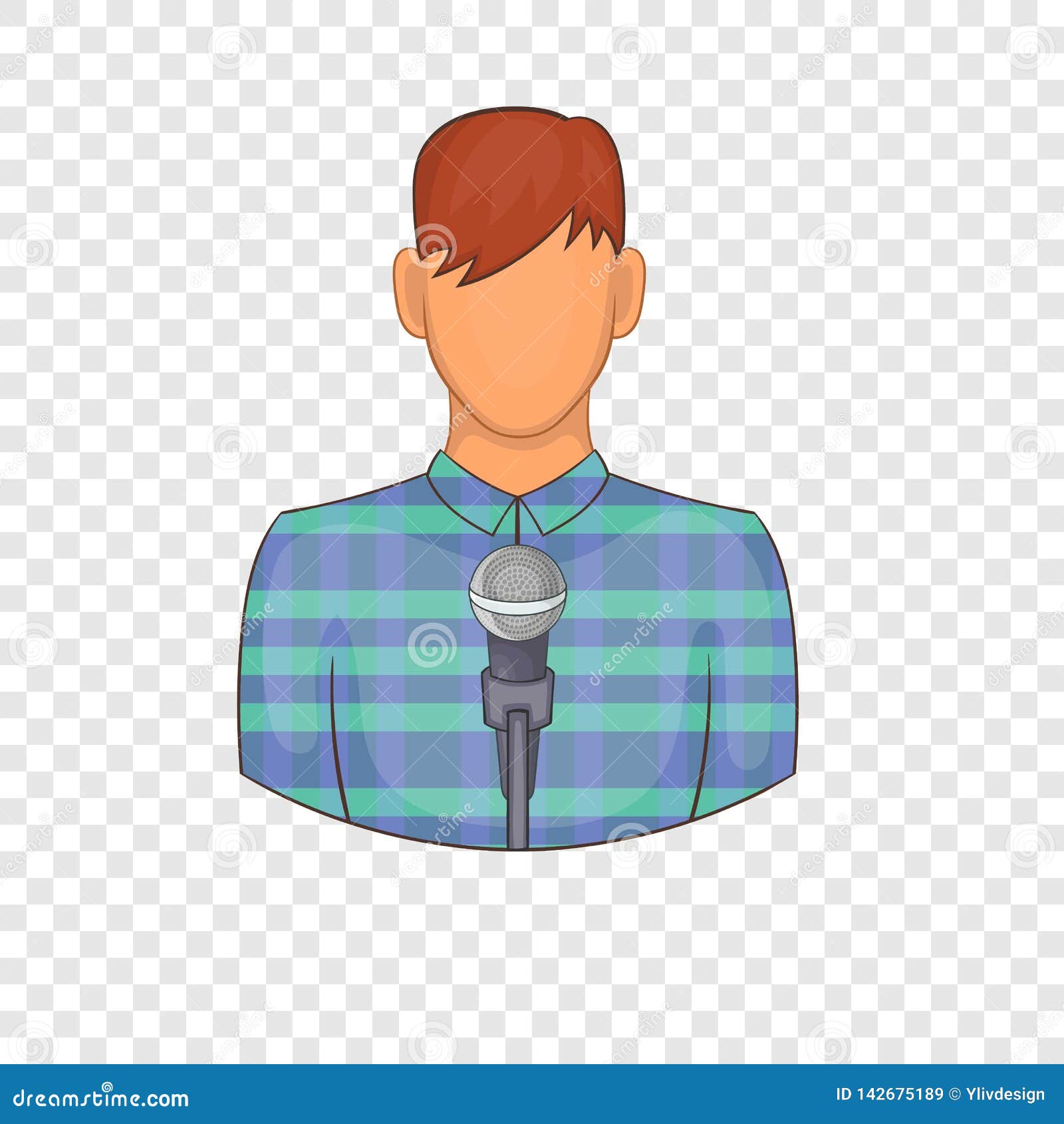 Young Man with Microphone Icon, Cartoon Style Stock Vector ...