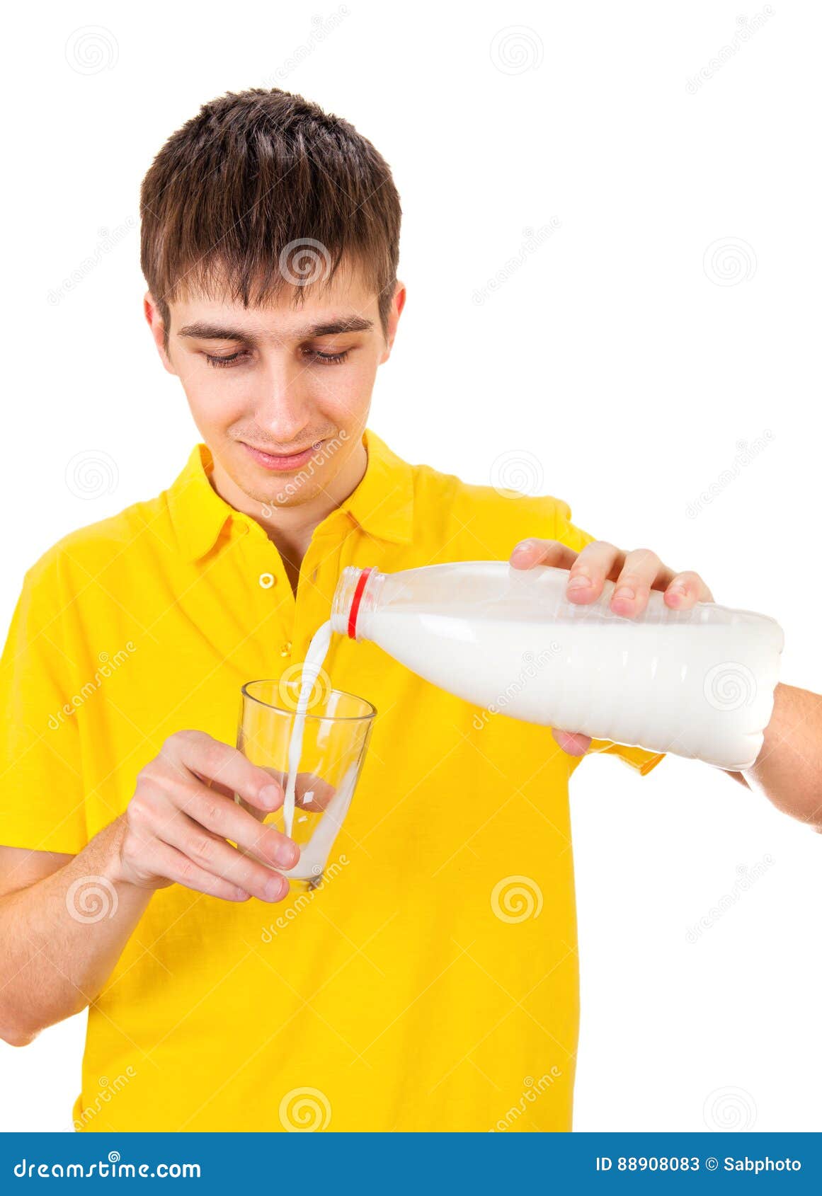 Young Man with a Milk stock image. Image of milky, flask - 88908083