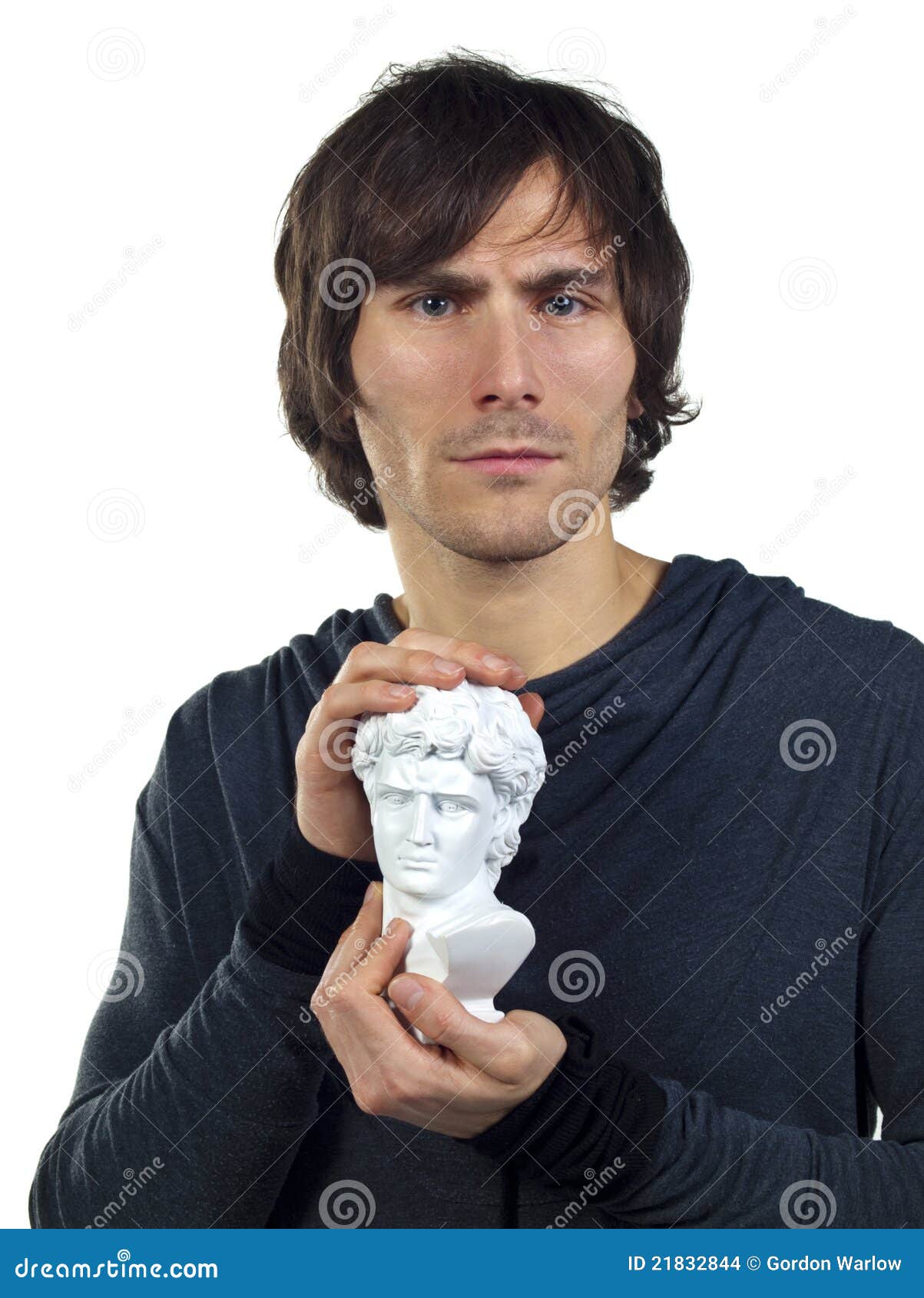 Young Man Mimicks the Roman Bust in His Hands Stock Photo - Image of ...