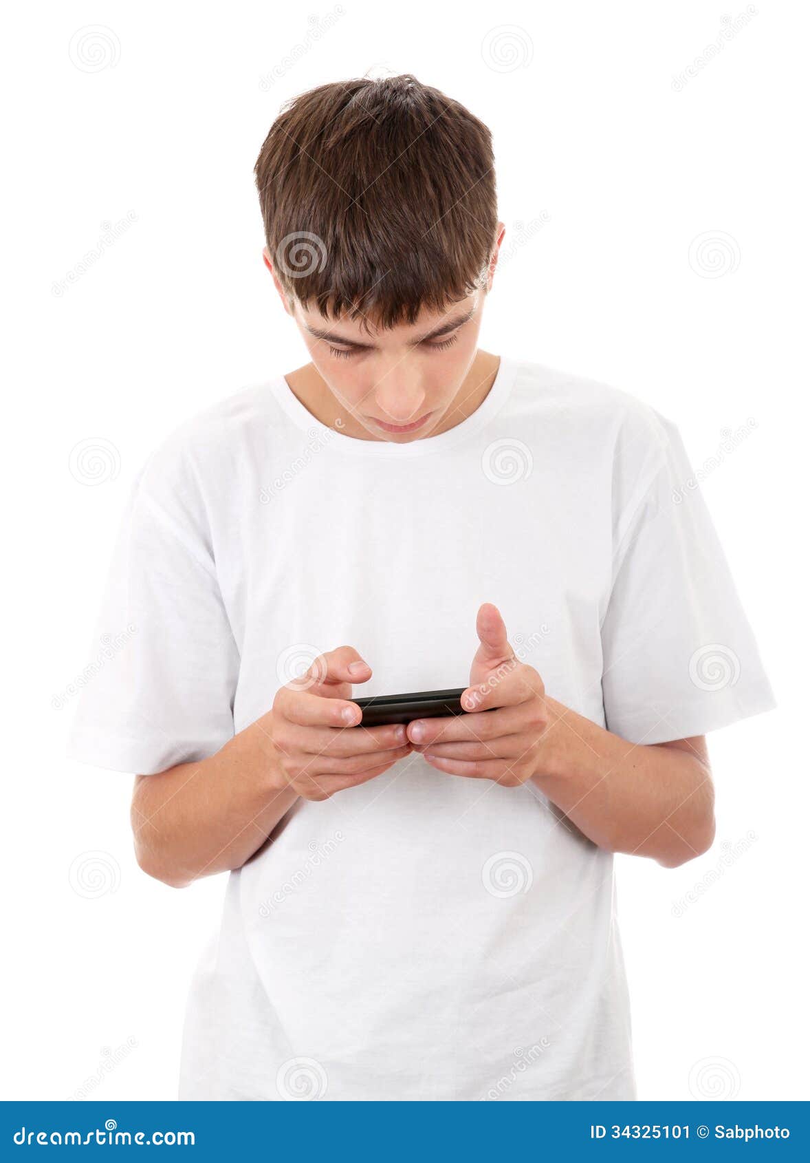 Young Man with Mobile Gadget Stock Image - Image of cellular, isolated ...