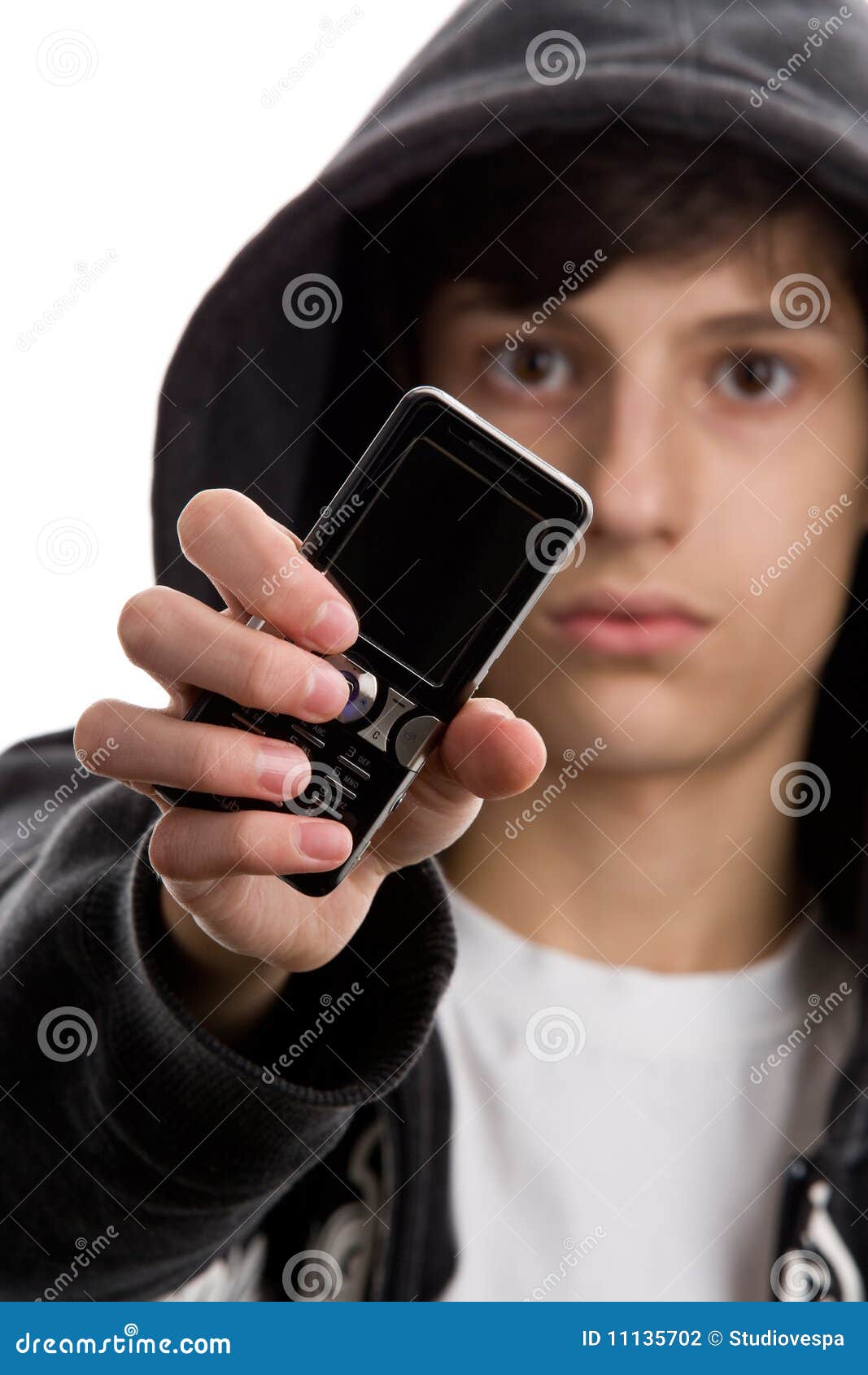 Young Man with Mobile Phone Stock Photo - Image of head, blank: 11135702