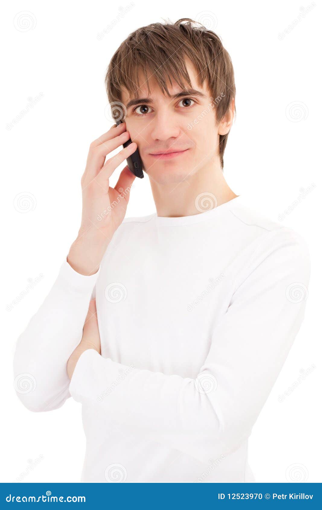 Young Man with Mobile Phone Stock Photo - Image of smiling, face: 12523970