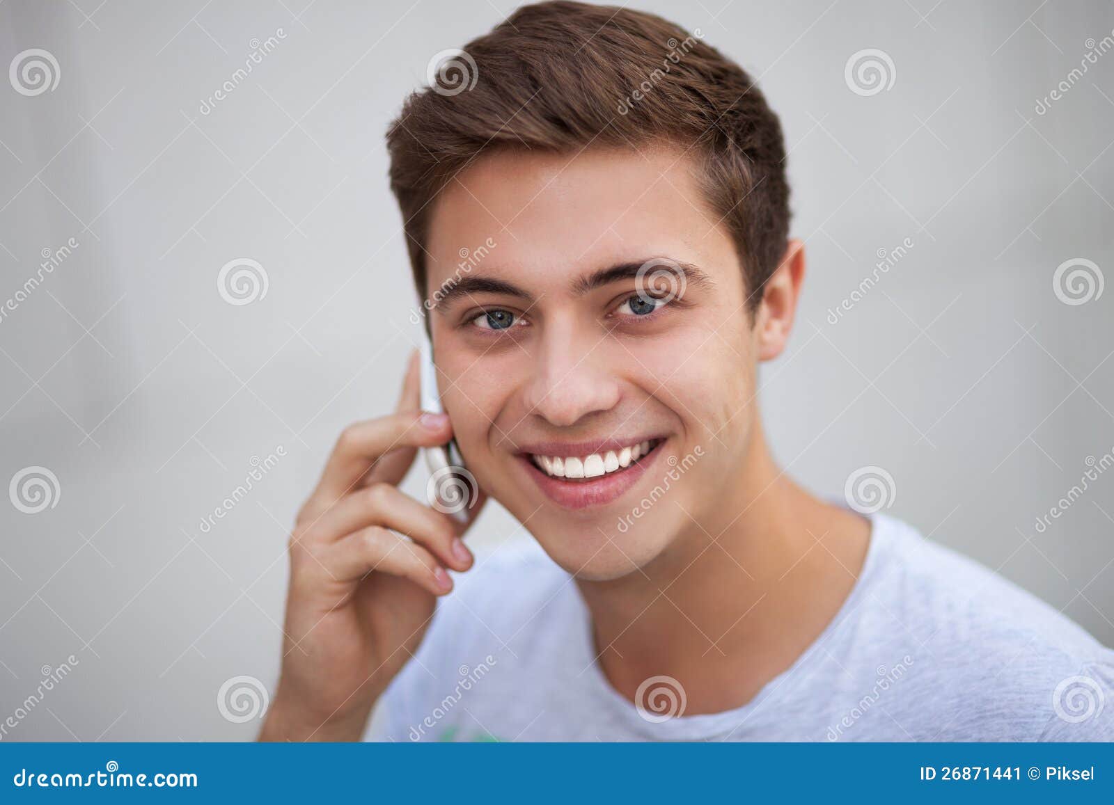 Young Man with Mobile Phone Stock Image - Image of young, happiness ...