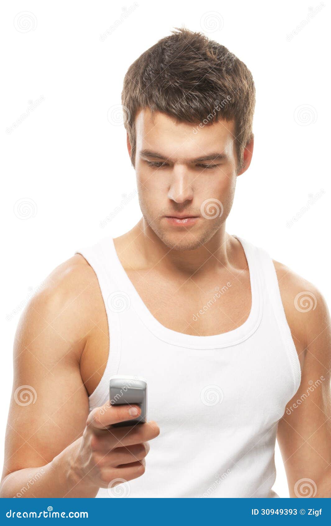 Young Man with Mobile Phone Stock Image - Image of active, caucasian ...