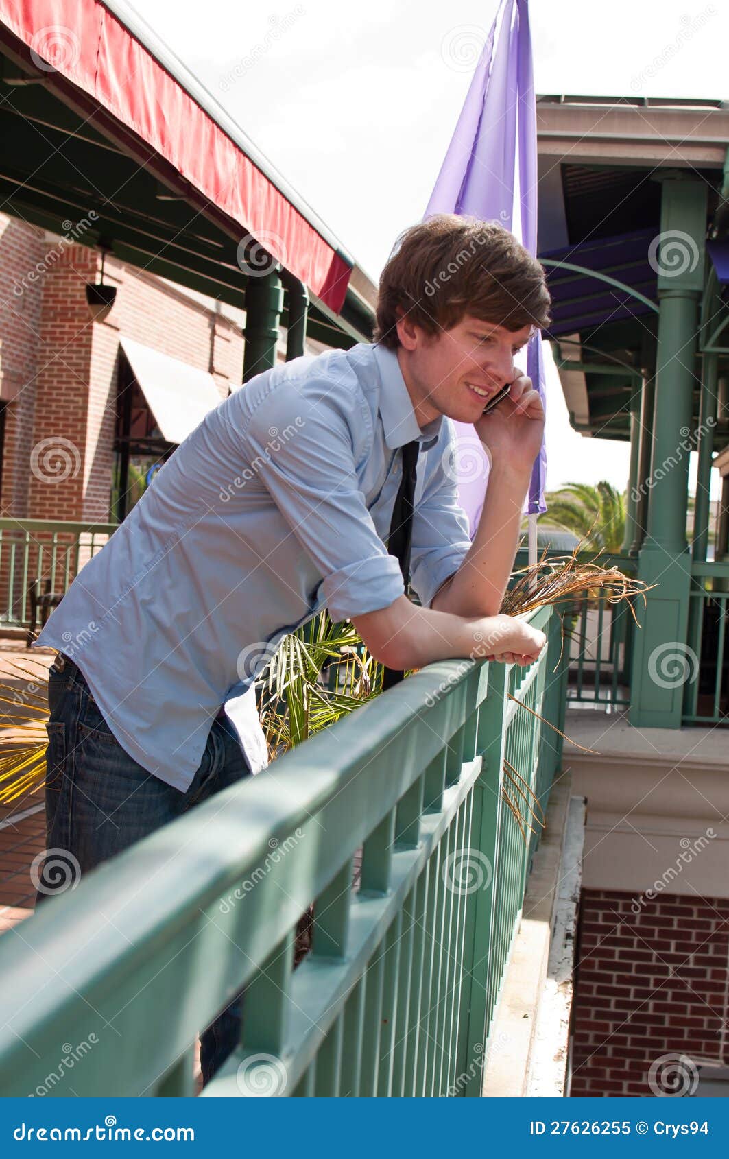 Young Man on Mobile Phone Outdoors Stock Image - Image of happy ...