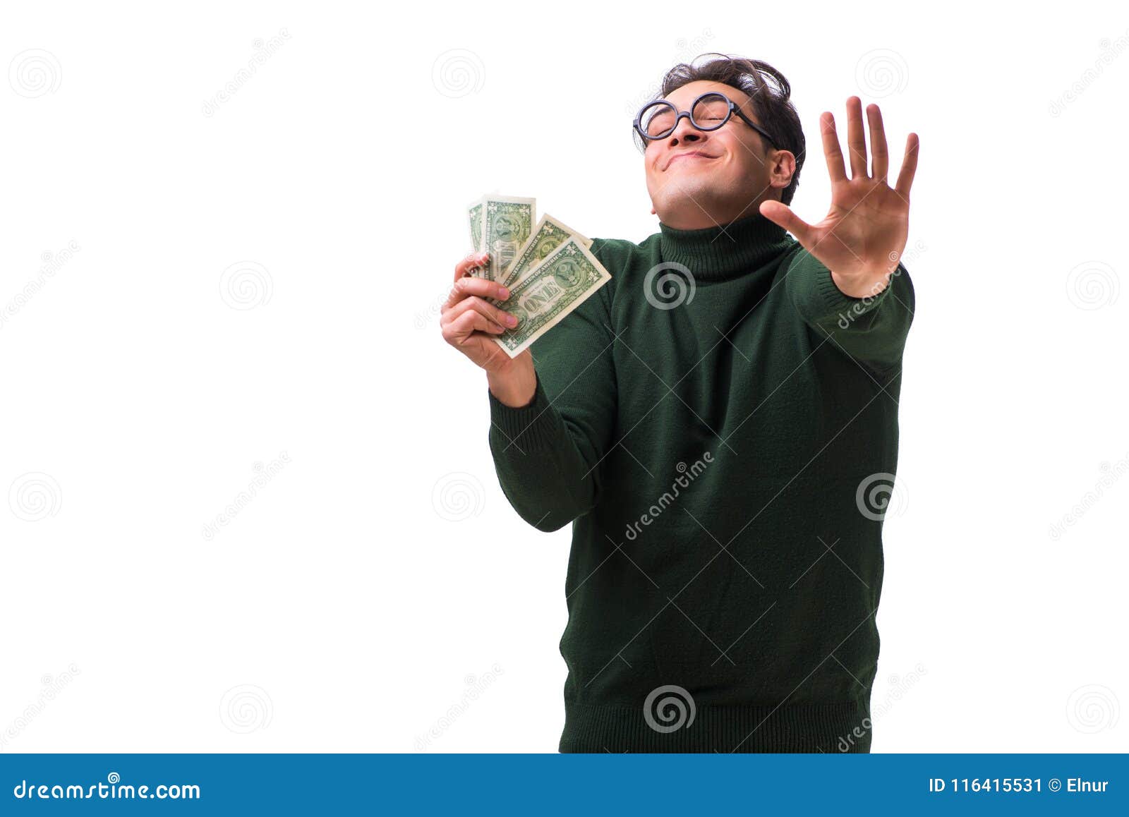 The Young Man with Money Isolated on White Stock Image - Image of ...