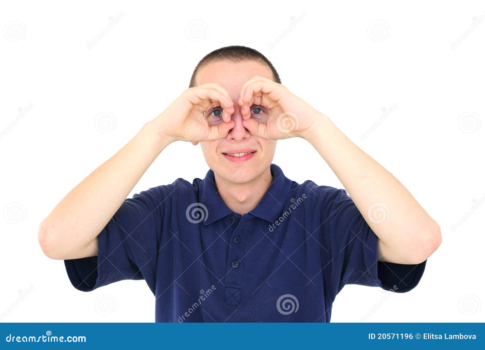 Young Man Mooking through His Fingers Stock Photo - Image of caucasian ...