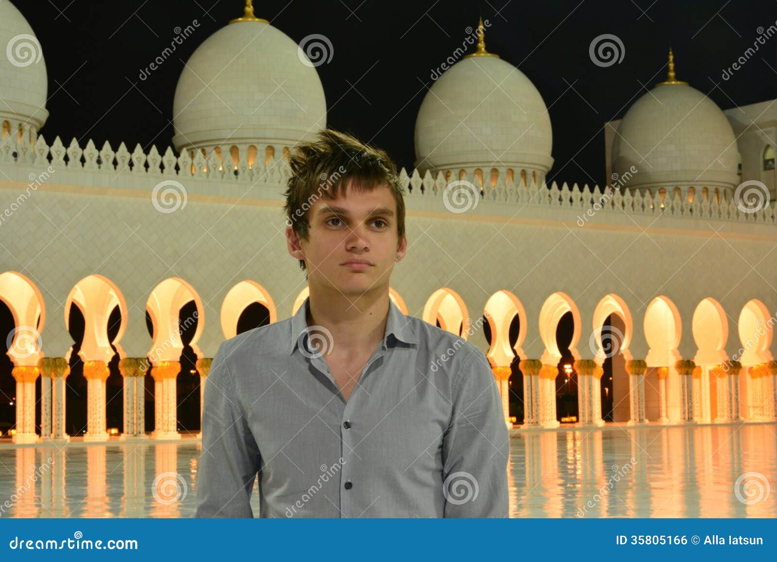 Young man in the mosque stock photo. Image of biggest - 35805166