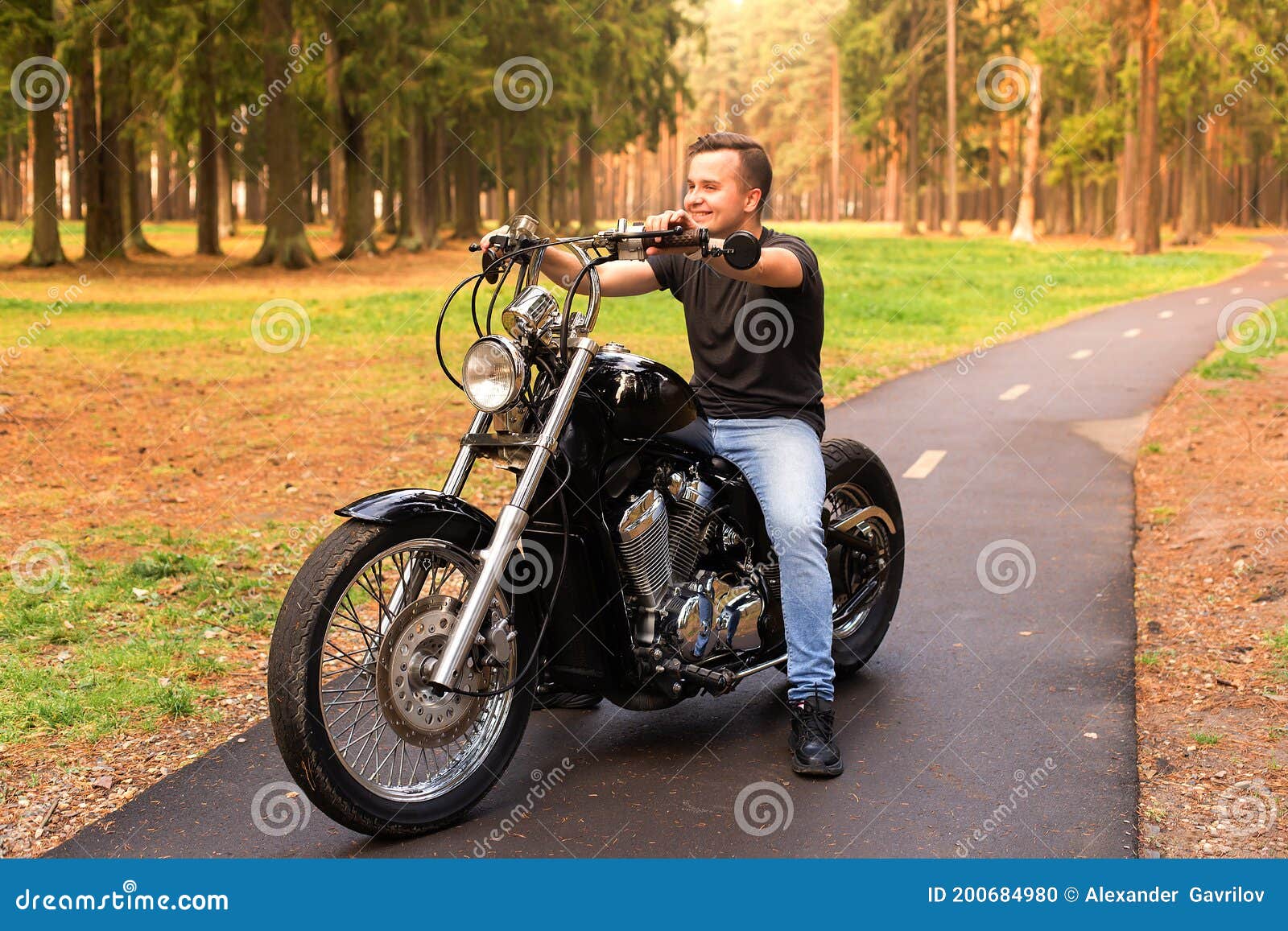 Young Man on a Motorcycle, Road Stock Photo - Image of cruising, adult ...
