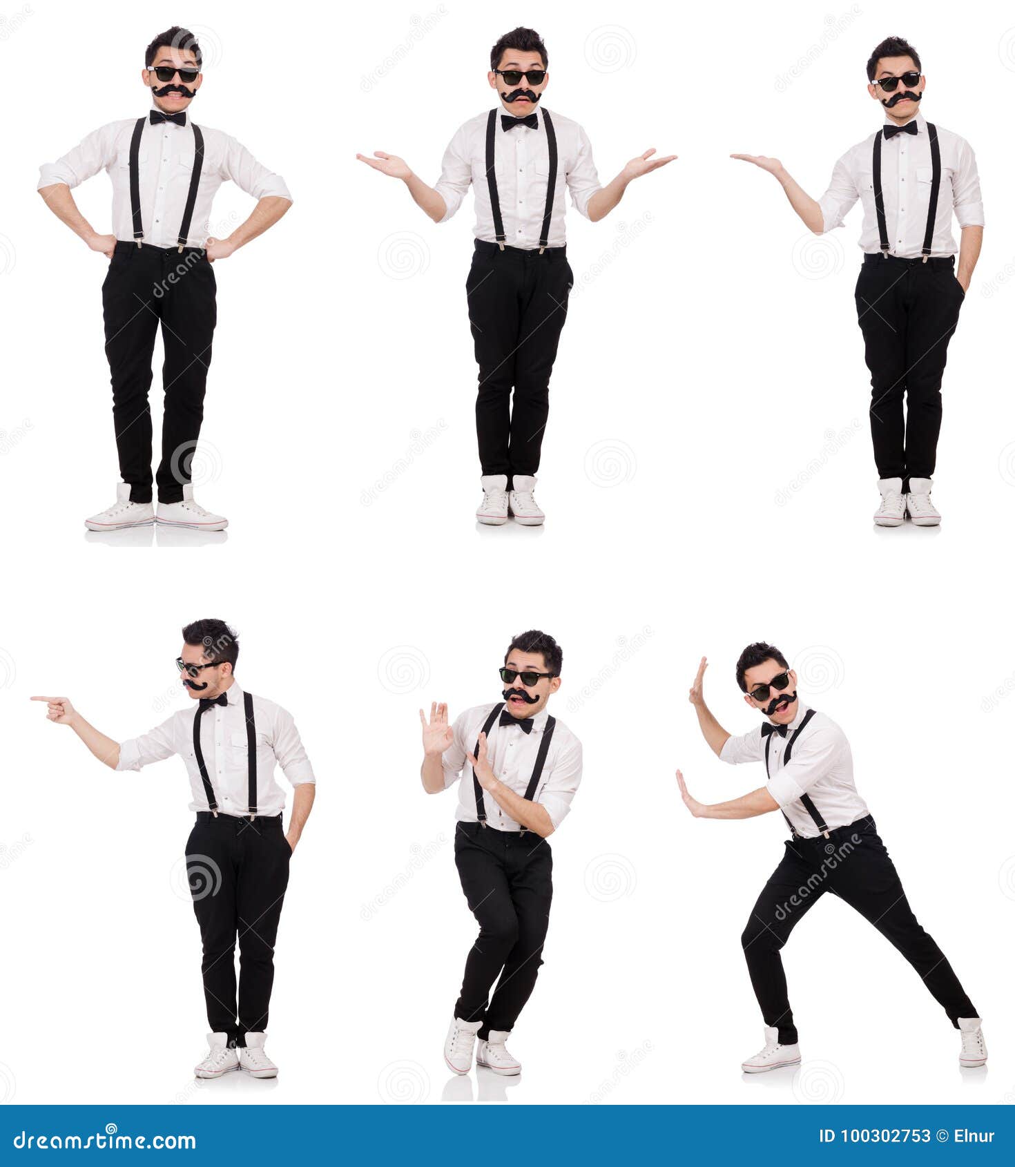 The Young Man with Moustache Isolated on White Stock Image - Image of ...