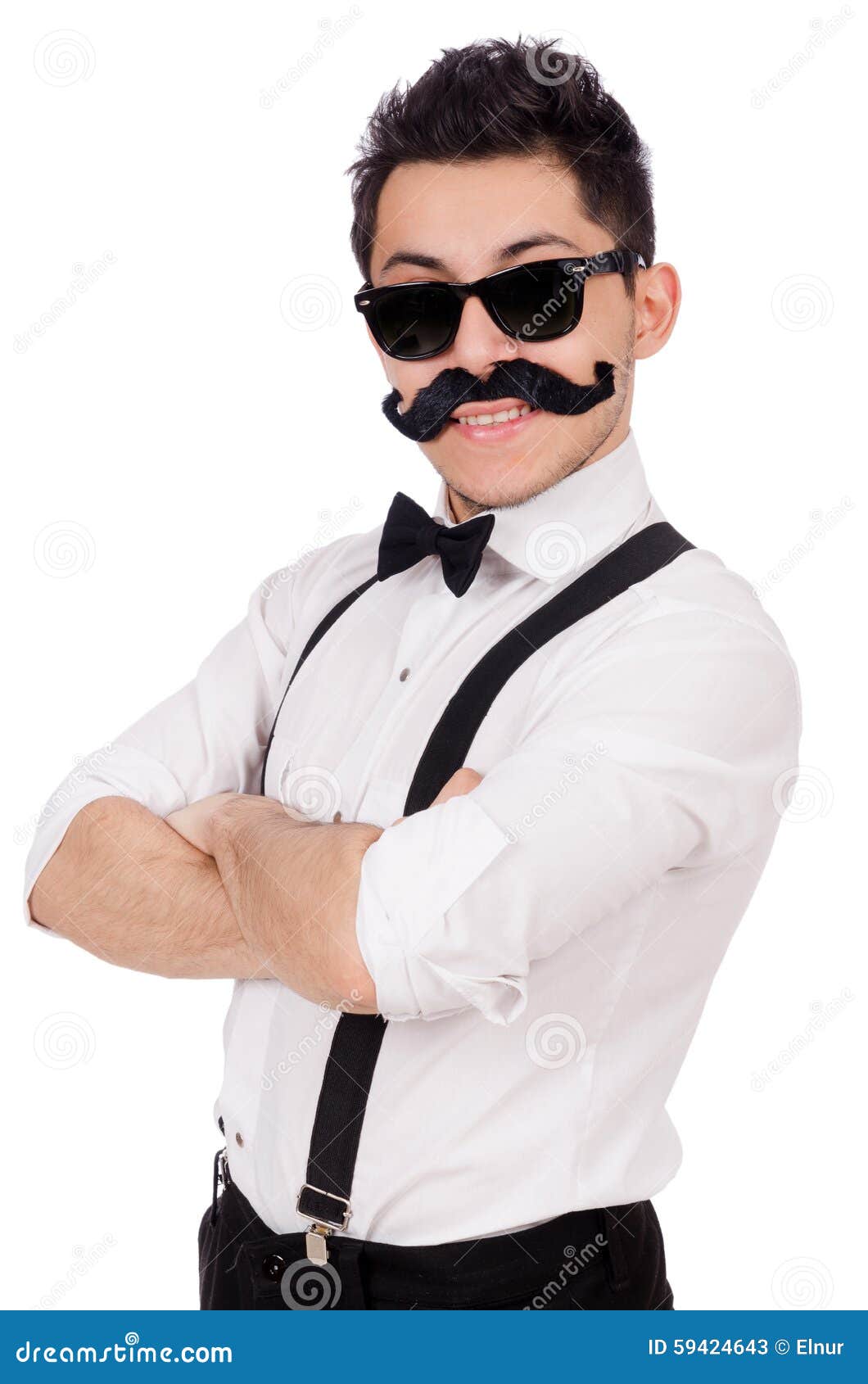 Young Man with Moustache Isolated on White Stock Image - Image of macho ...