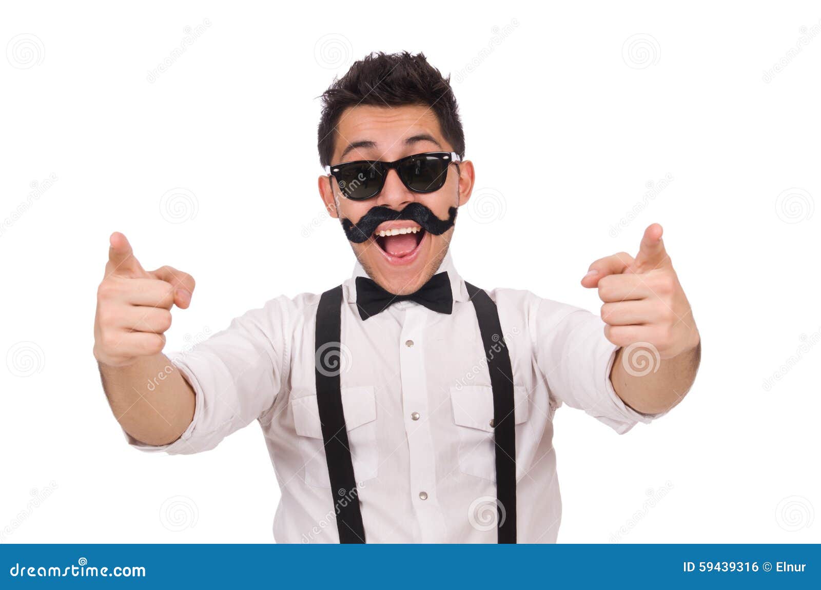 Young Man with Moustache Isolated on White Stock Photo - Image of ...