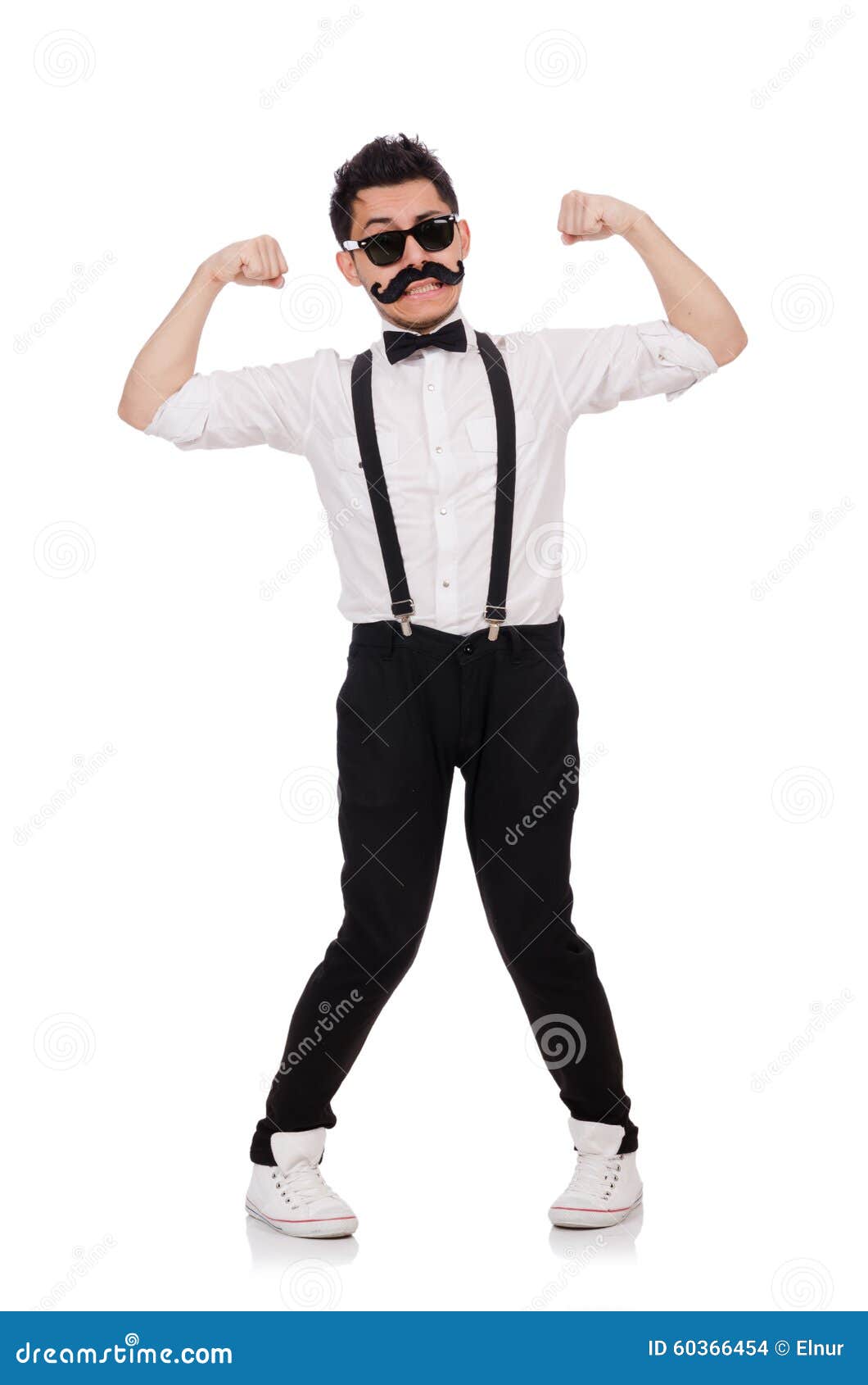 Young Man with Moustache Isolated on White Stock Photo - Image of ...