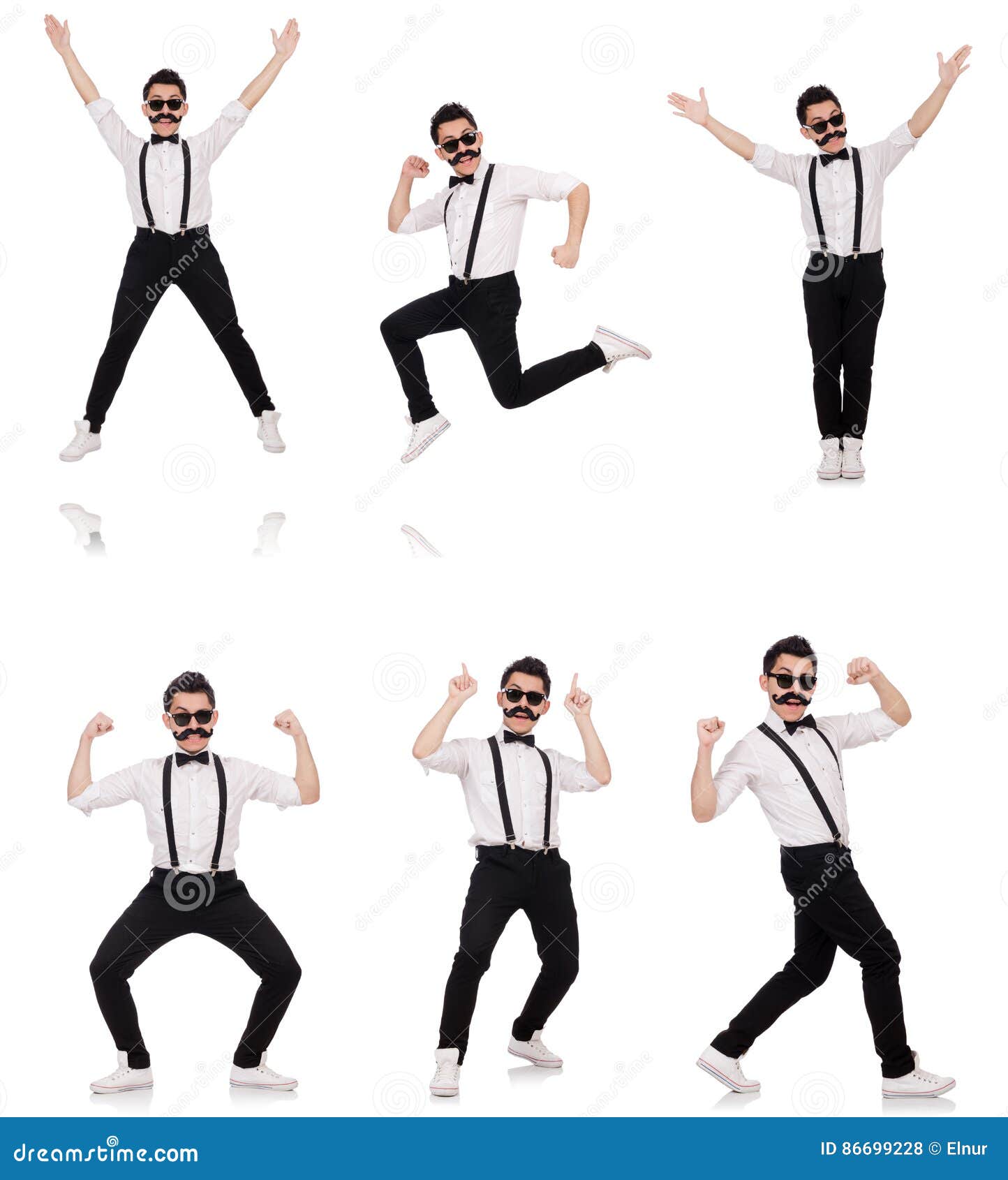 The Young Man with Moustache Isolated on White Stock Photo - Image of ...