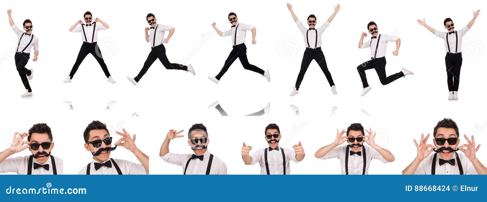 The Young Man with Moustache Isolated on White Stock Photo - Image of ...