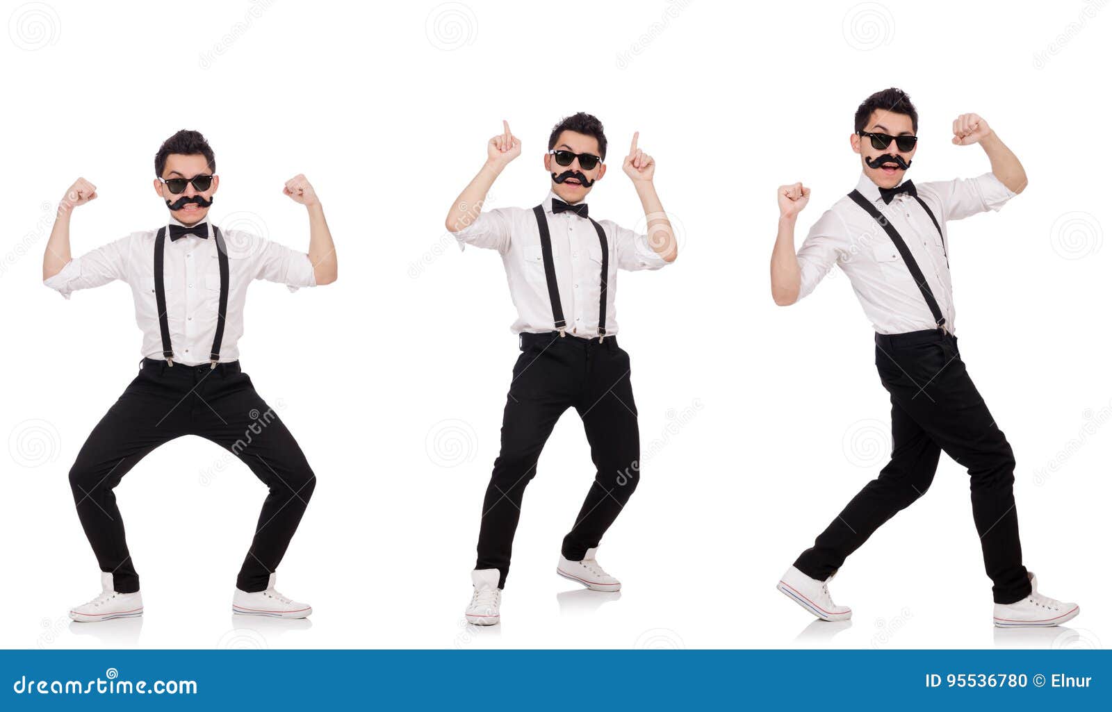 The Young Man with Moustache Isolated on White Stock Photo - Image of ...