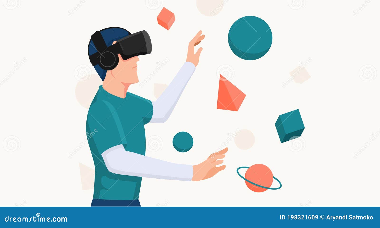 A Young Man Moving Objects Around Using a Virtual Reality VR Headset ...