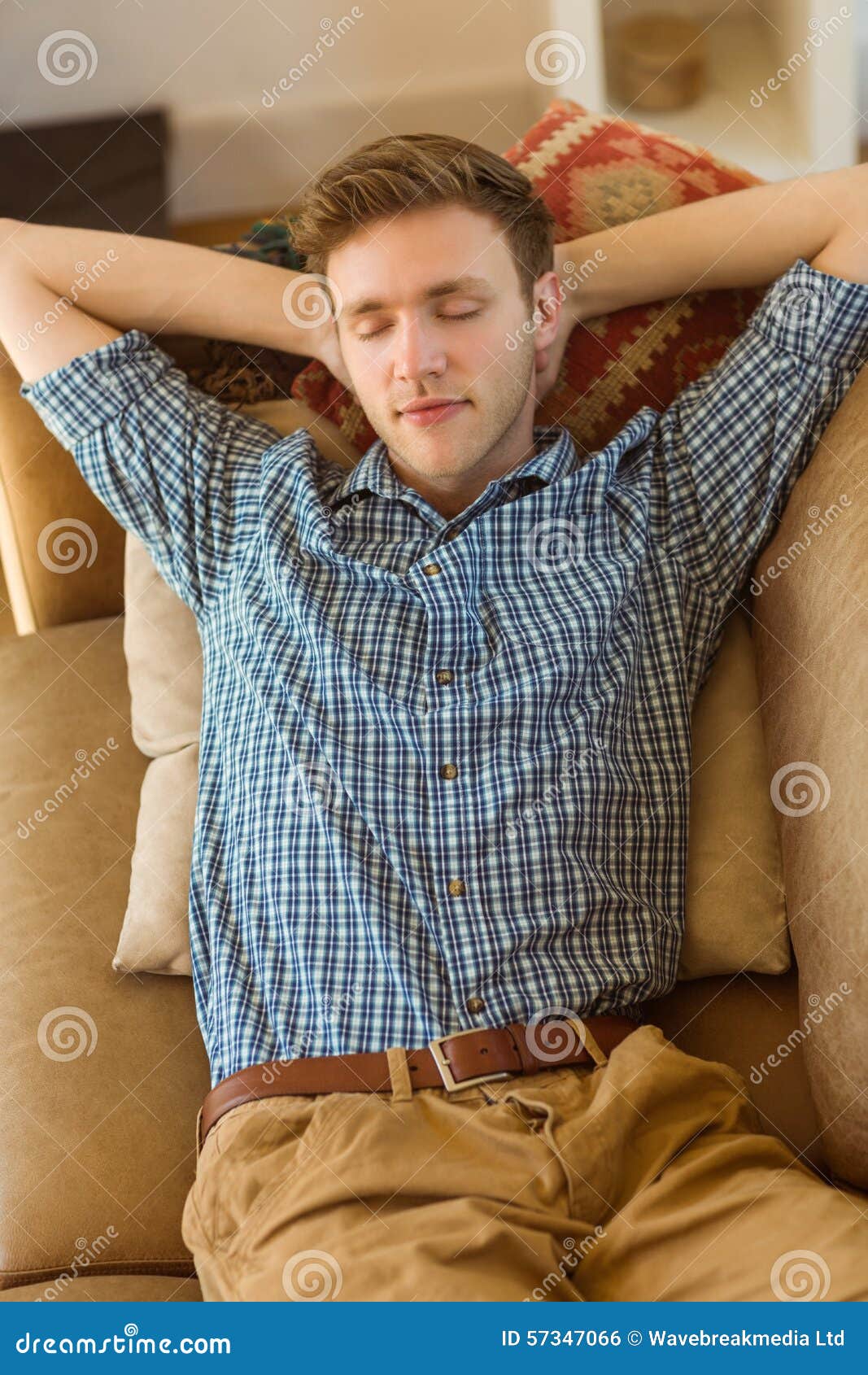 Young Man Napping on His Couch Stock Photo - Image of handsome ...